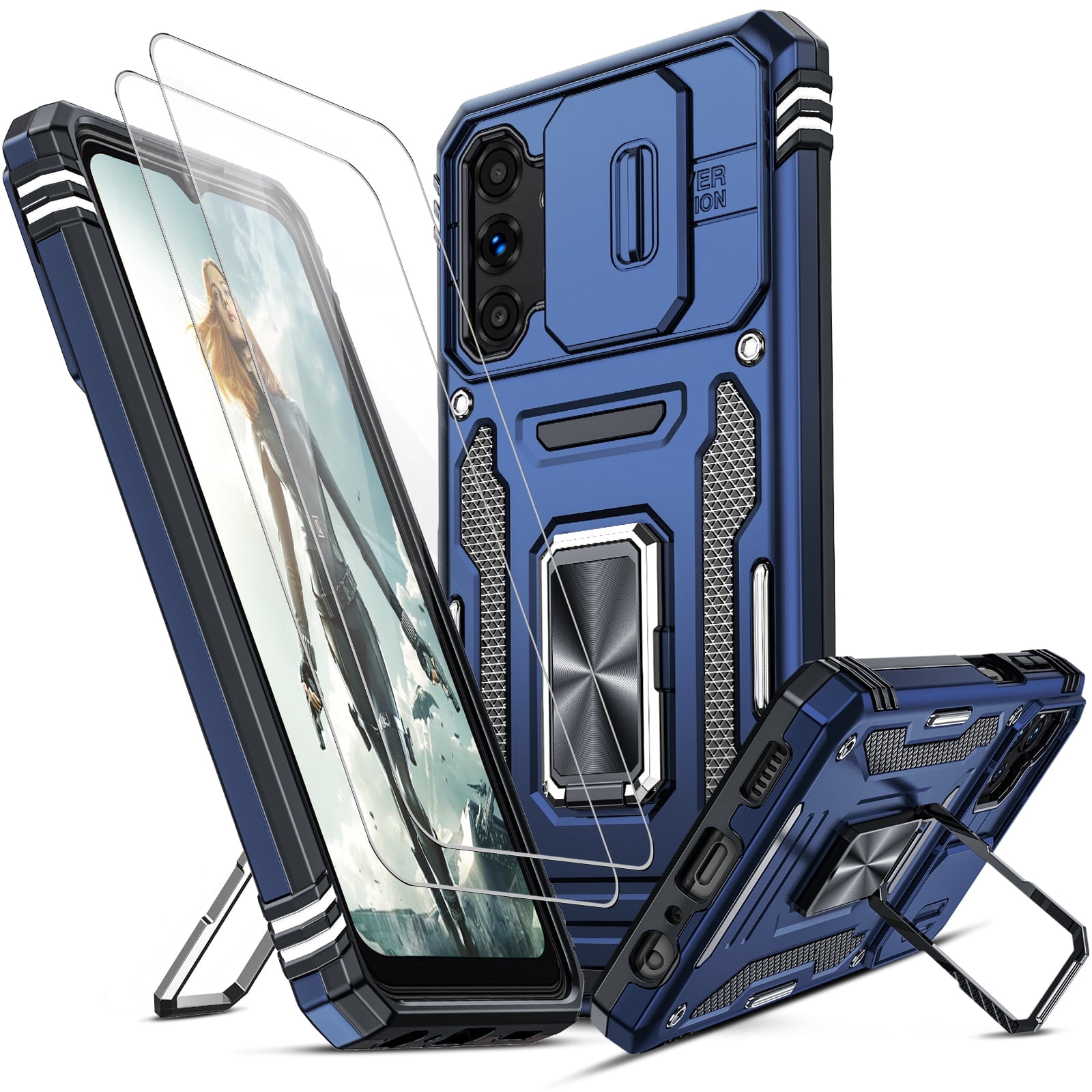 LeYi for Galaxy A13 5G Case, Samsung A13 Case with Slide Camera Cover + [2 Packs] Tempered Glass ...