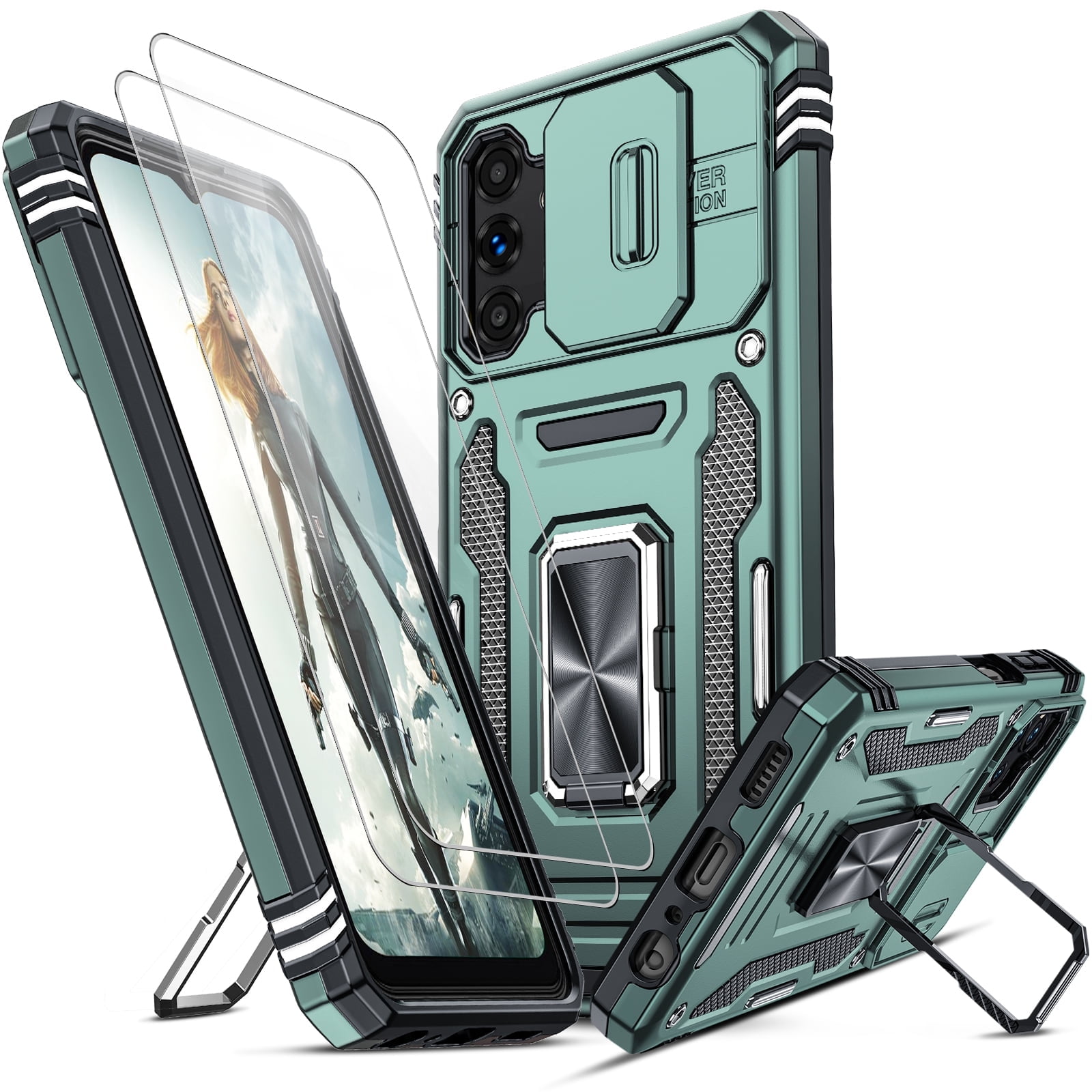 LeYi for Galaxy A13 5G Case, Samsung A13 Case with Slide Camera Cover + [2 Packs] Tempered Glass ...