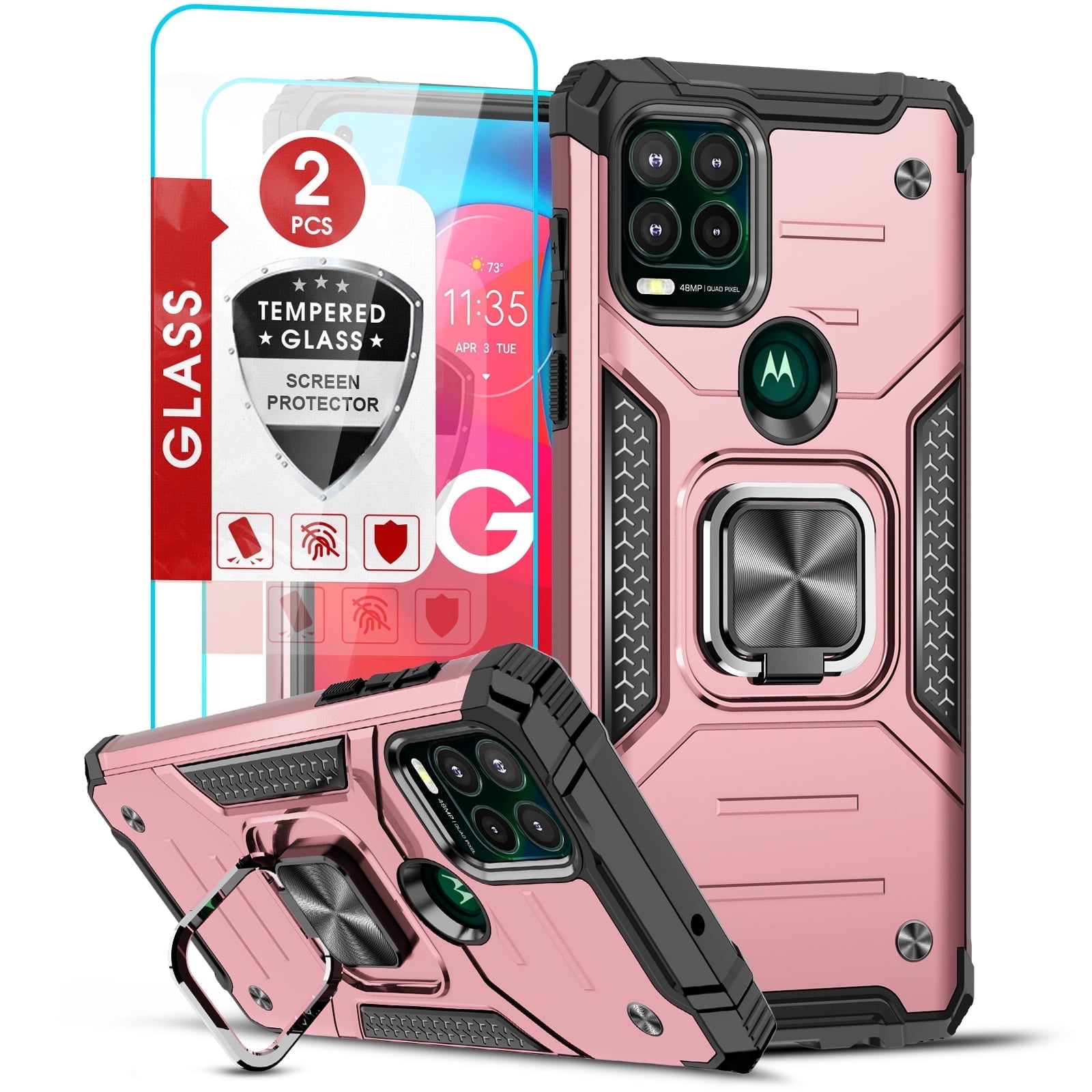 LeYi Compatible for Moto G Stylus 5g 2021 Cases with 2 X Glass Screen ...