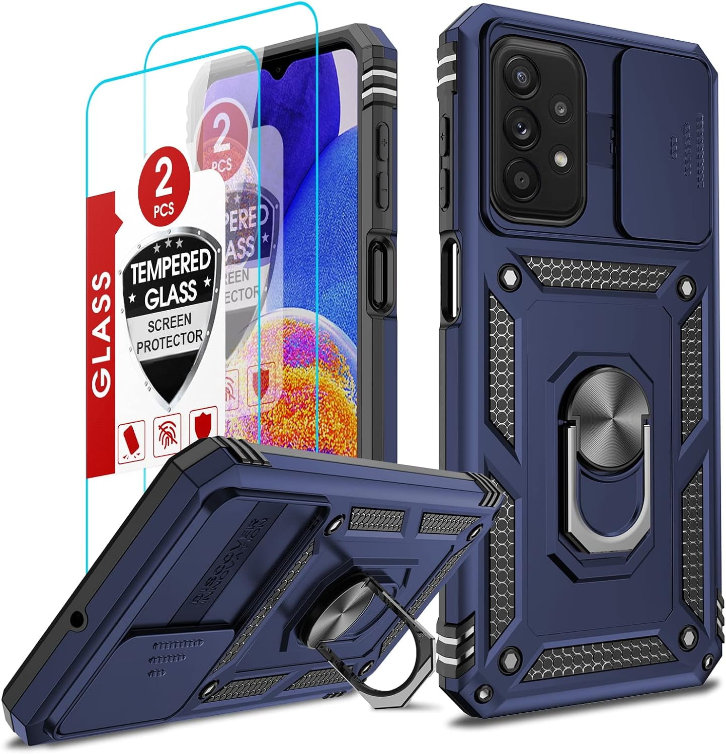 LeYi for Samsung A25 5G Case, Galaxy A 25 Case with Slide Camera Cover + [2 Pack] Tempered Glass ...