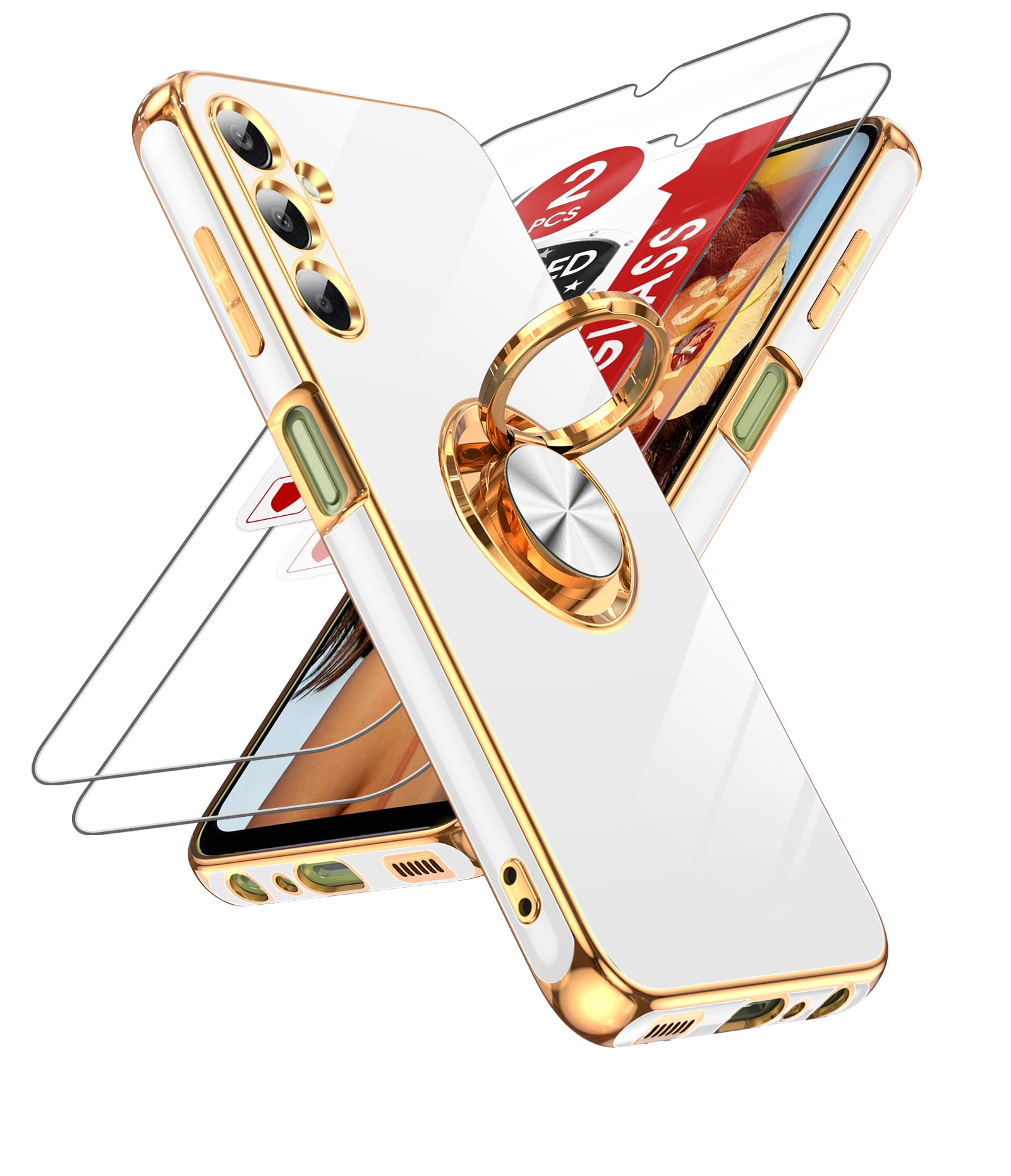 LeYi For Samsung Galaxy A25 5G Phone Case:2pcs Tempered Glass Screen Protector and 360 ...