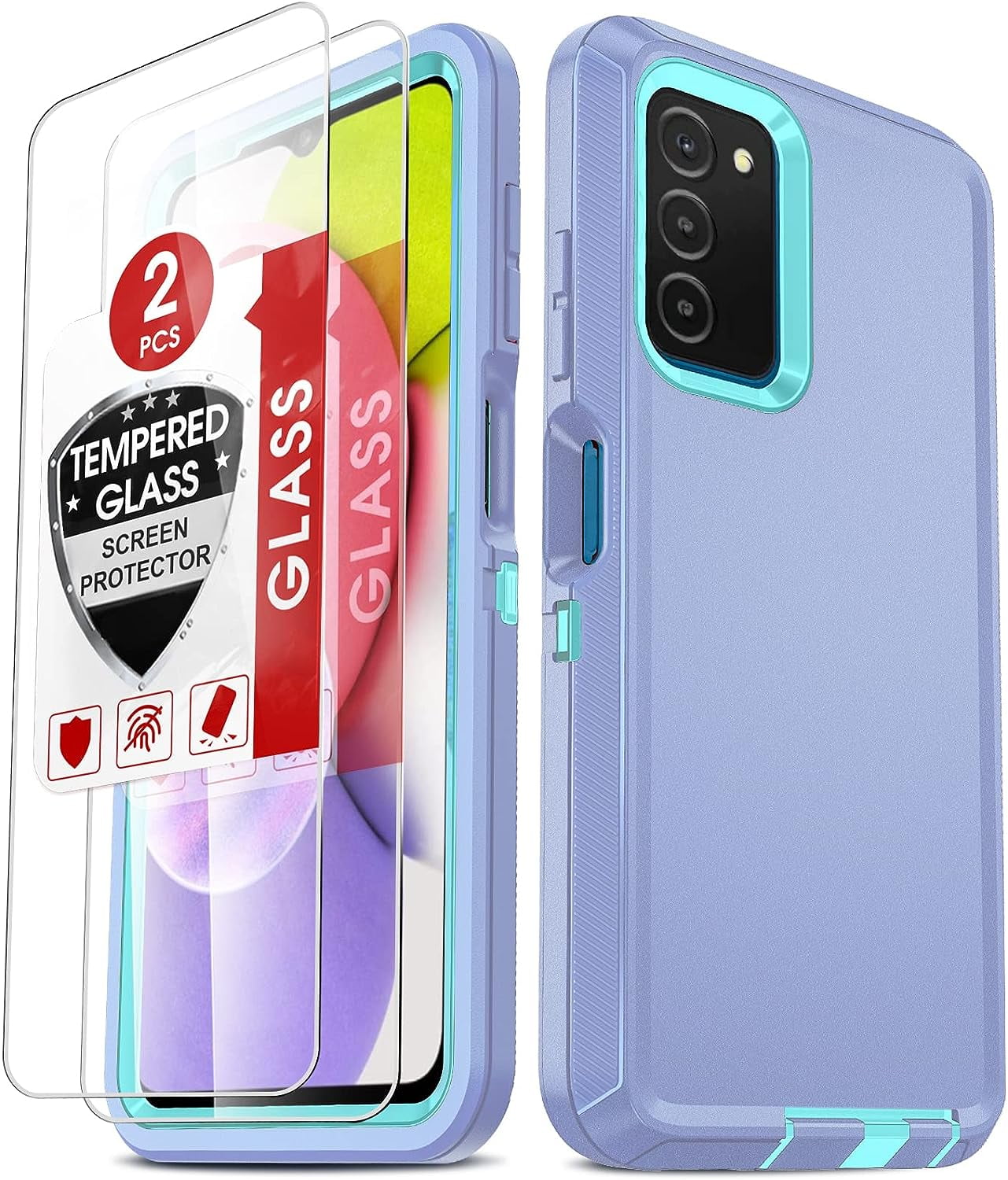 LeYi For Galaxy AO3S Phone Case, Samsung A03s Case With [2 Pack] Tempered Glass Screen ...