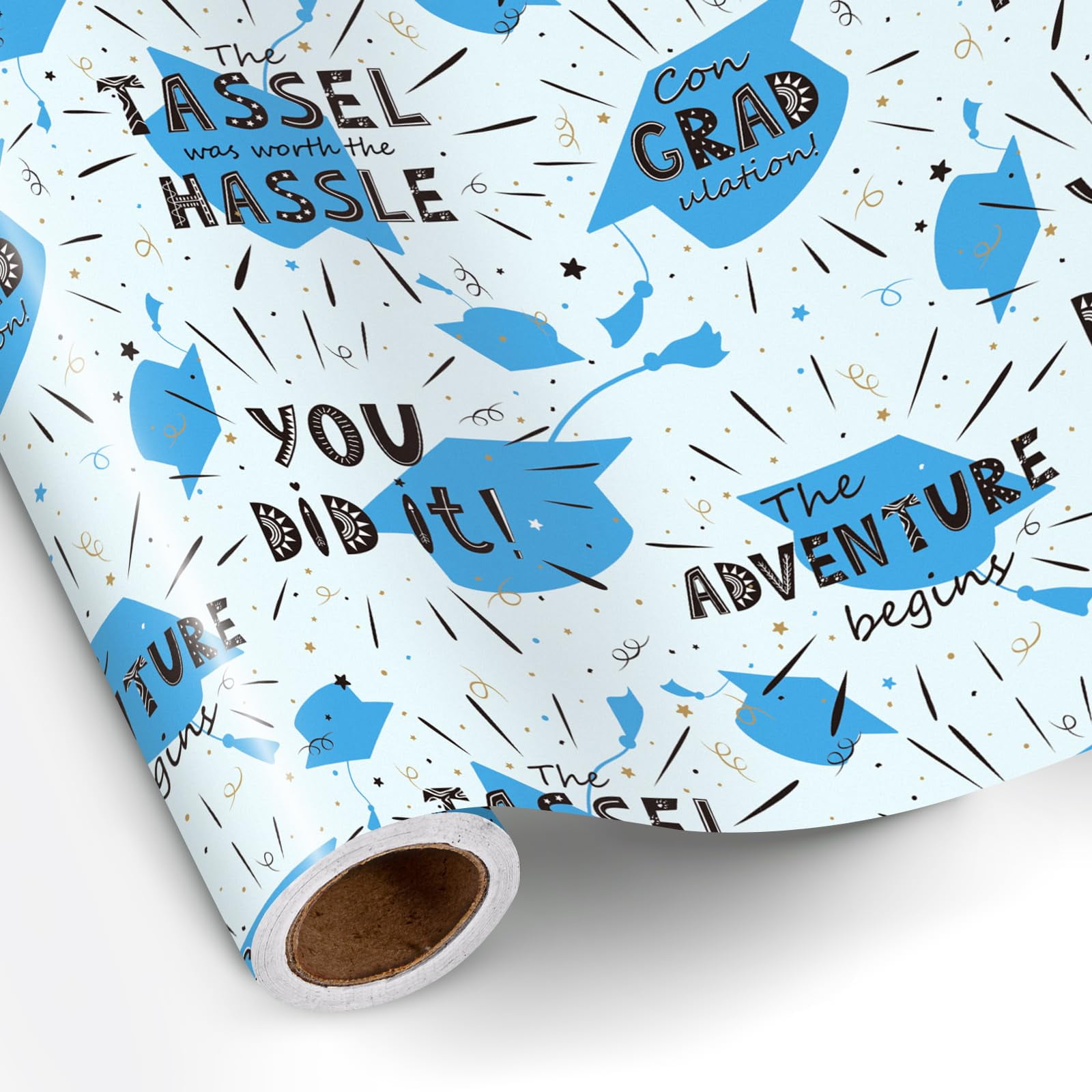 LeZakaa Blue Graduation PresNok Wrapping Paper Roll, You Did It!, The ...