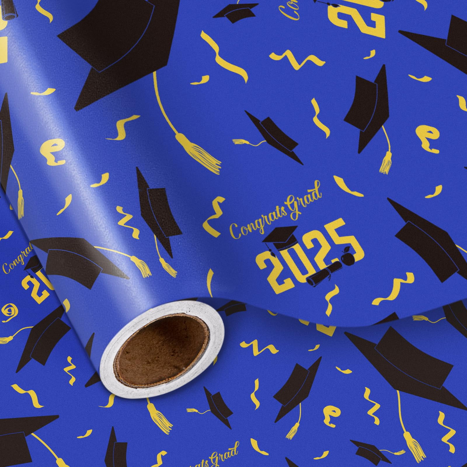 LeZakaa Blue GraduationUMRT Wrapping Paper Roll, Congrats Grad 2025 ...