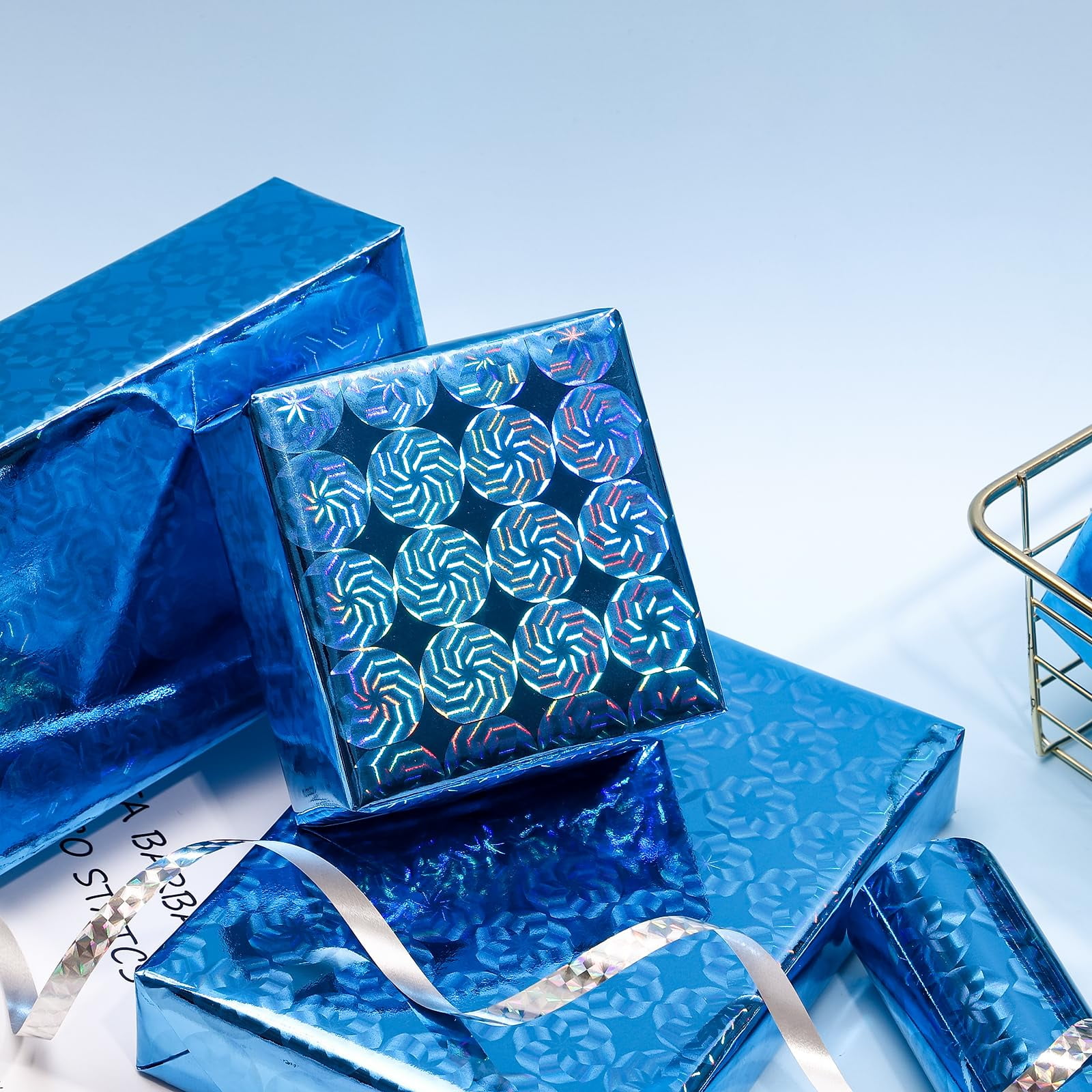 LeZakaa Blue Holographic AJH3 Wrapping Paper - Mini Roll - Blue Print ...