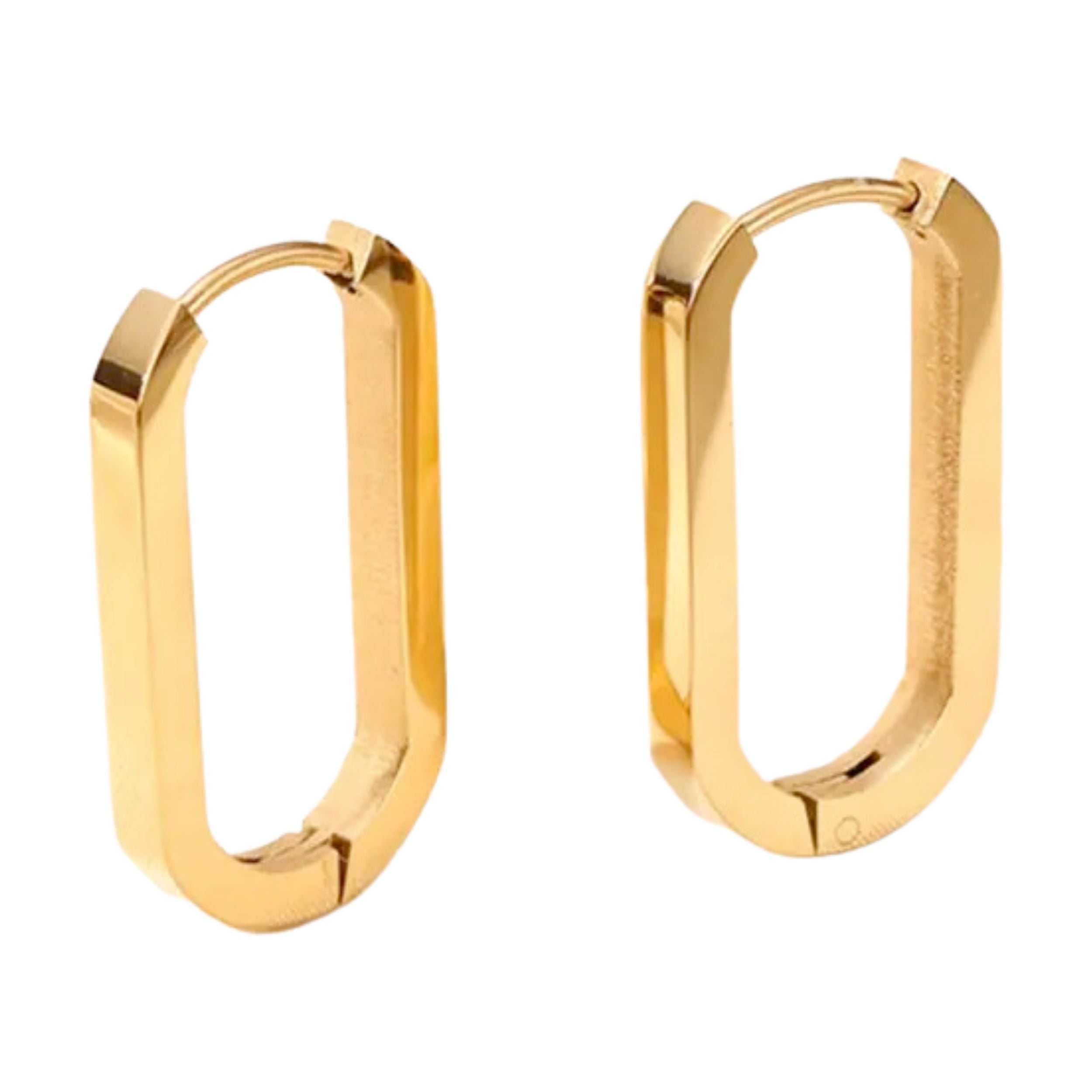 Lea Moda Gold Hoop Earrings, 18K Gold Plated Geometric Hoop Huggies - U ...