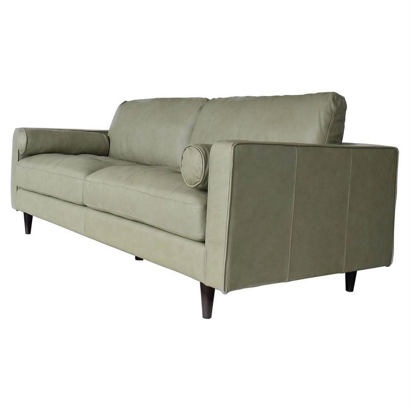 Lea Unlimited Amara Traditional Leather & Wood Sofa in Kiwi Green - Walmart.com