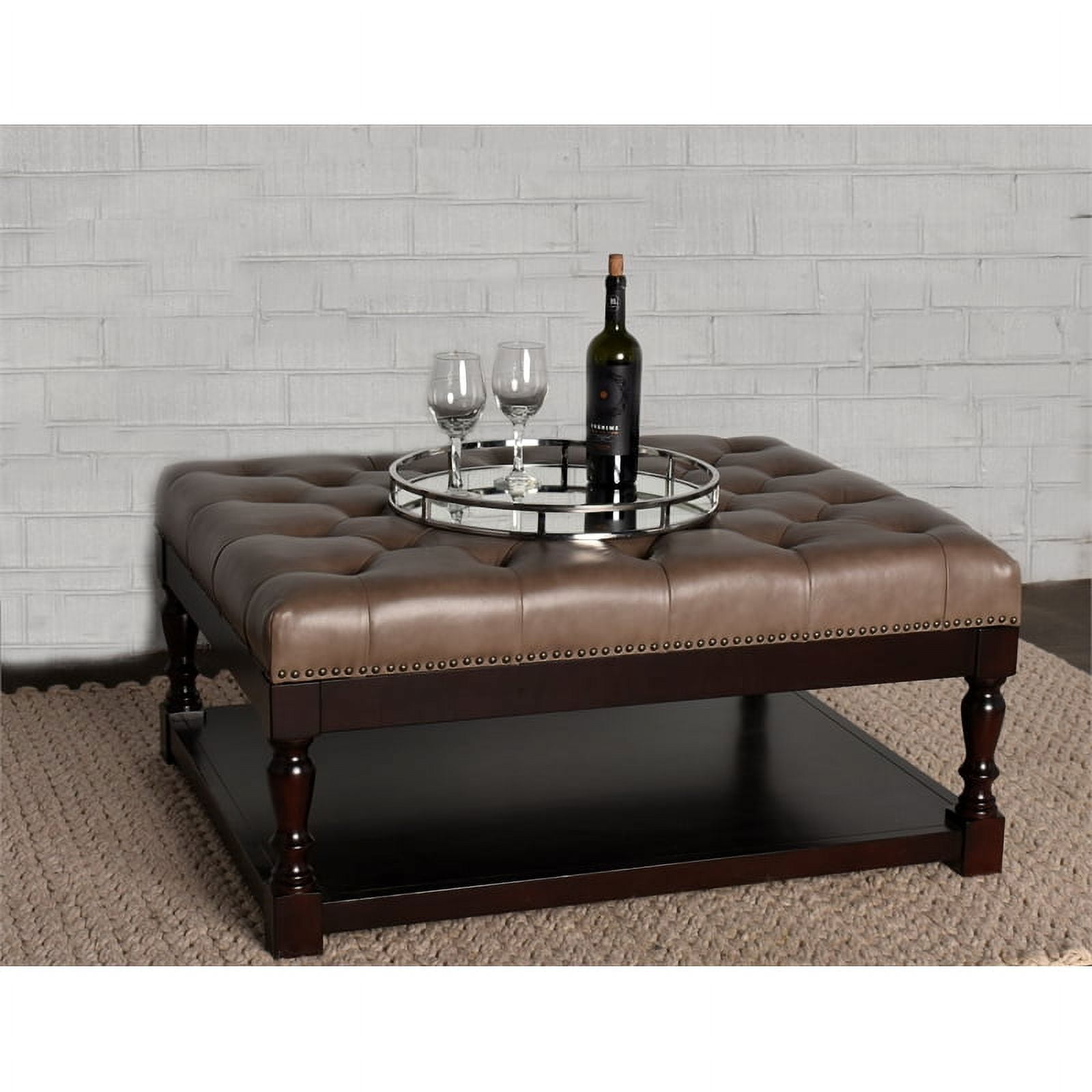 Lea Unlimited Clarence Traditional Leather Cocktail Table in Mushroom ...