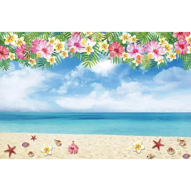 Leacco Tropical Beach Christmas Photo Backdrop Seaside Palm Tree ...