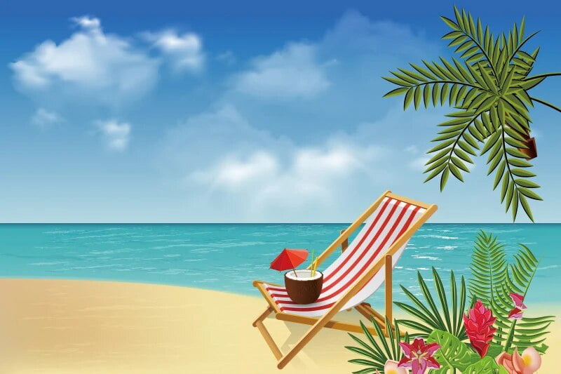 Leacco Tropical Beach Christmas Photo Backdrop Seaside Palm Tree ...