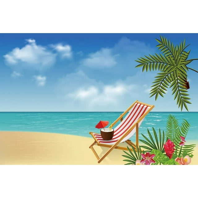 Leacco Tropical Beach Christmas Photo Backdrop Seaside Palm Tree ...