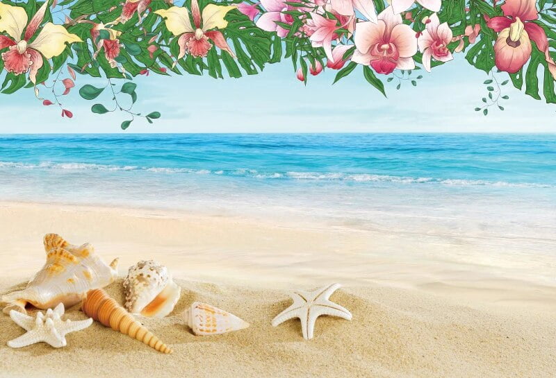 Leacco Tropical Beach Christmas Photo Backdrop Seaside Palm Tree ...