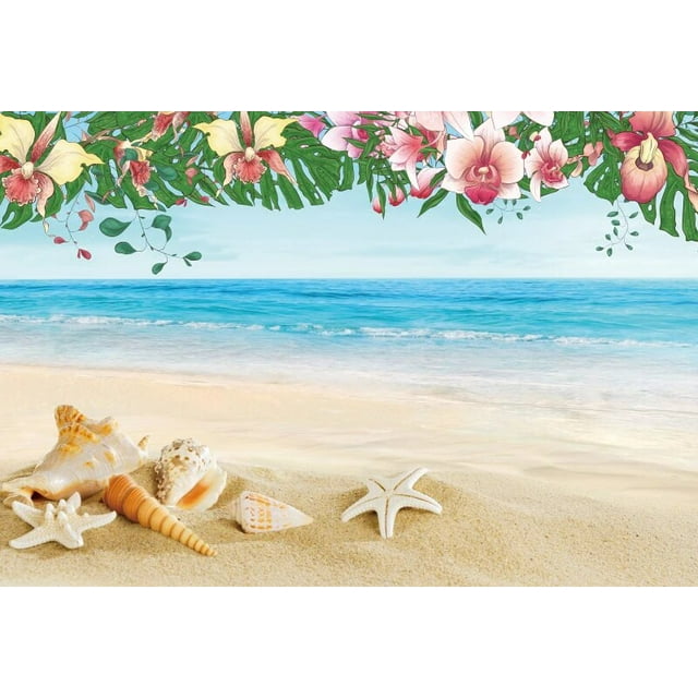 Leacco Tropical Beach Christmas Photo Backdrop Seaside Palm Tree ...