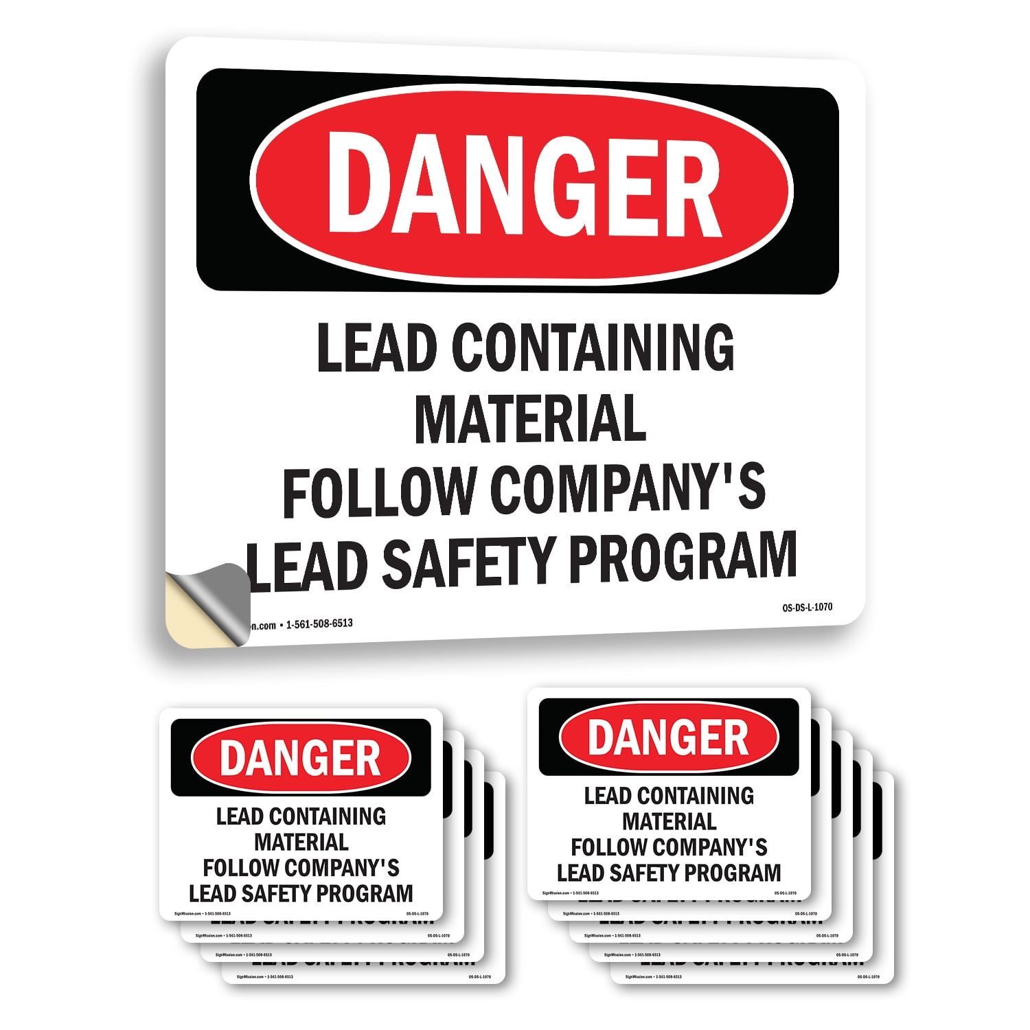 Lead Containing Material Safety Program OSHA Danger Vinyl Decal Label ...