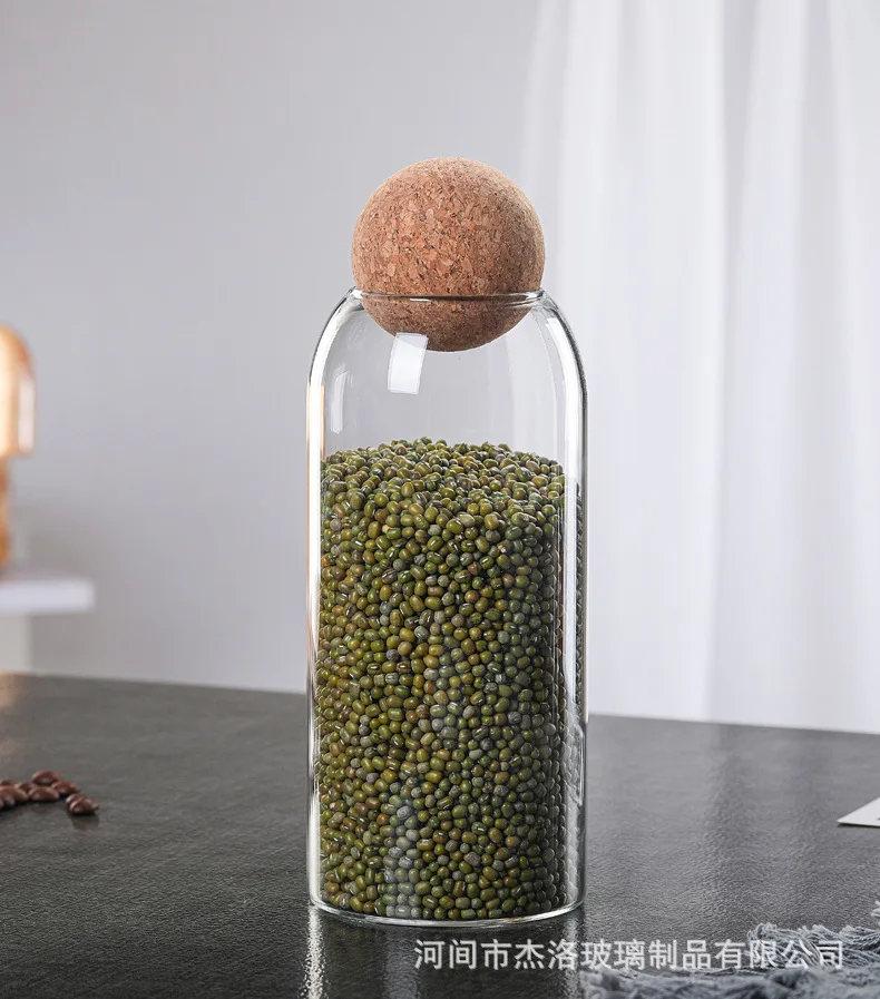 Lead-Free Clear Glass Sealed Jar with Cork Stopper for Food and Tea ...