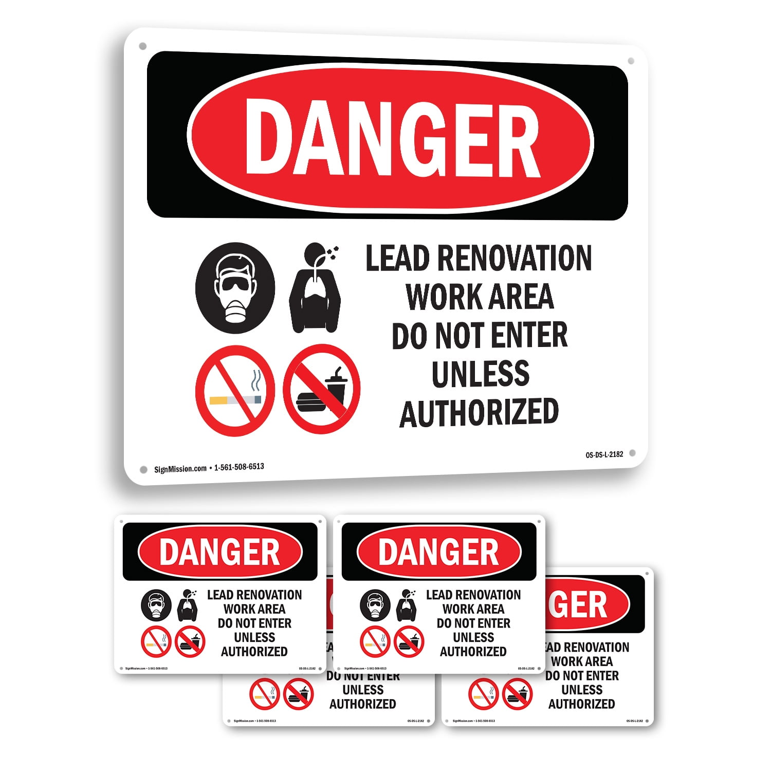 Lead Renovation Work OSHA Danger Aluminum Sign 24 Inch x 18 Inch - 5 ...
