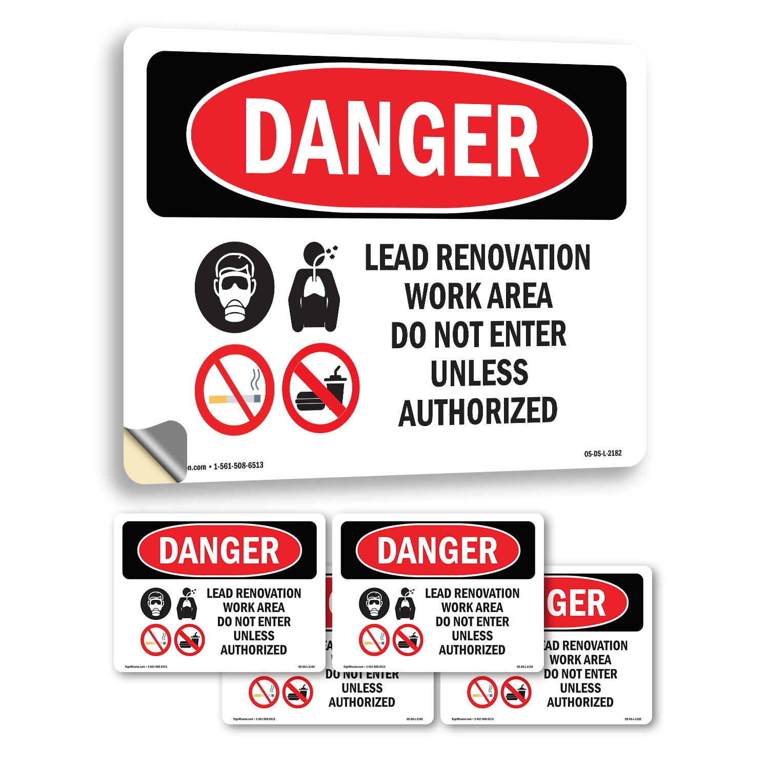 Lead Renovation Work OSHA Danger Vinyl Decal Label 5 Inch x 3.5 Inch ...