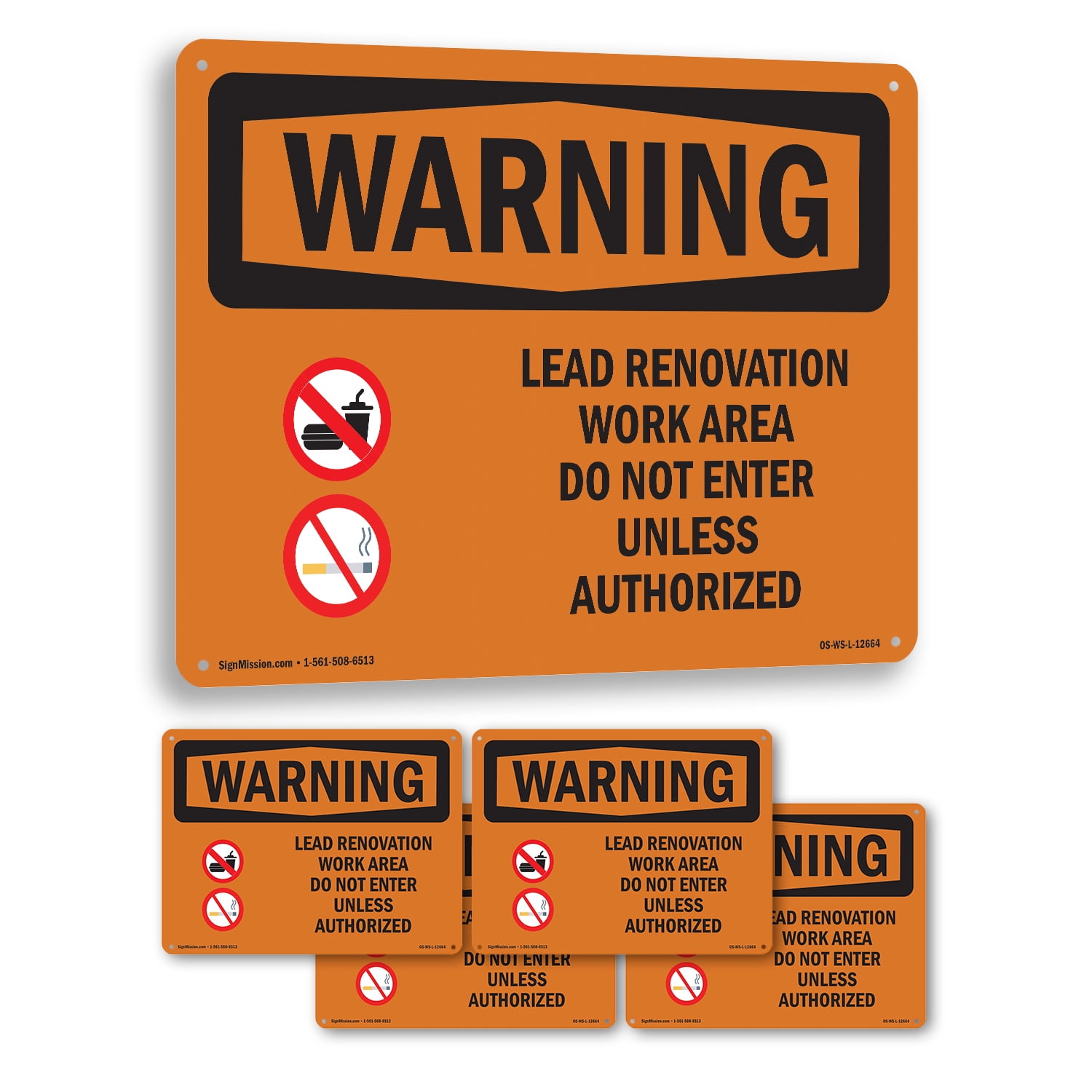 Lead Renovation Work With Symbol OSHA WARNING Rigid Plastic Sign 10 ...