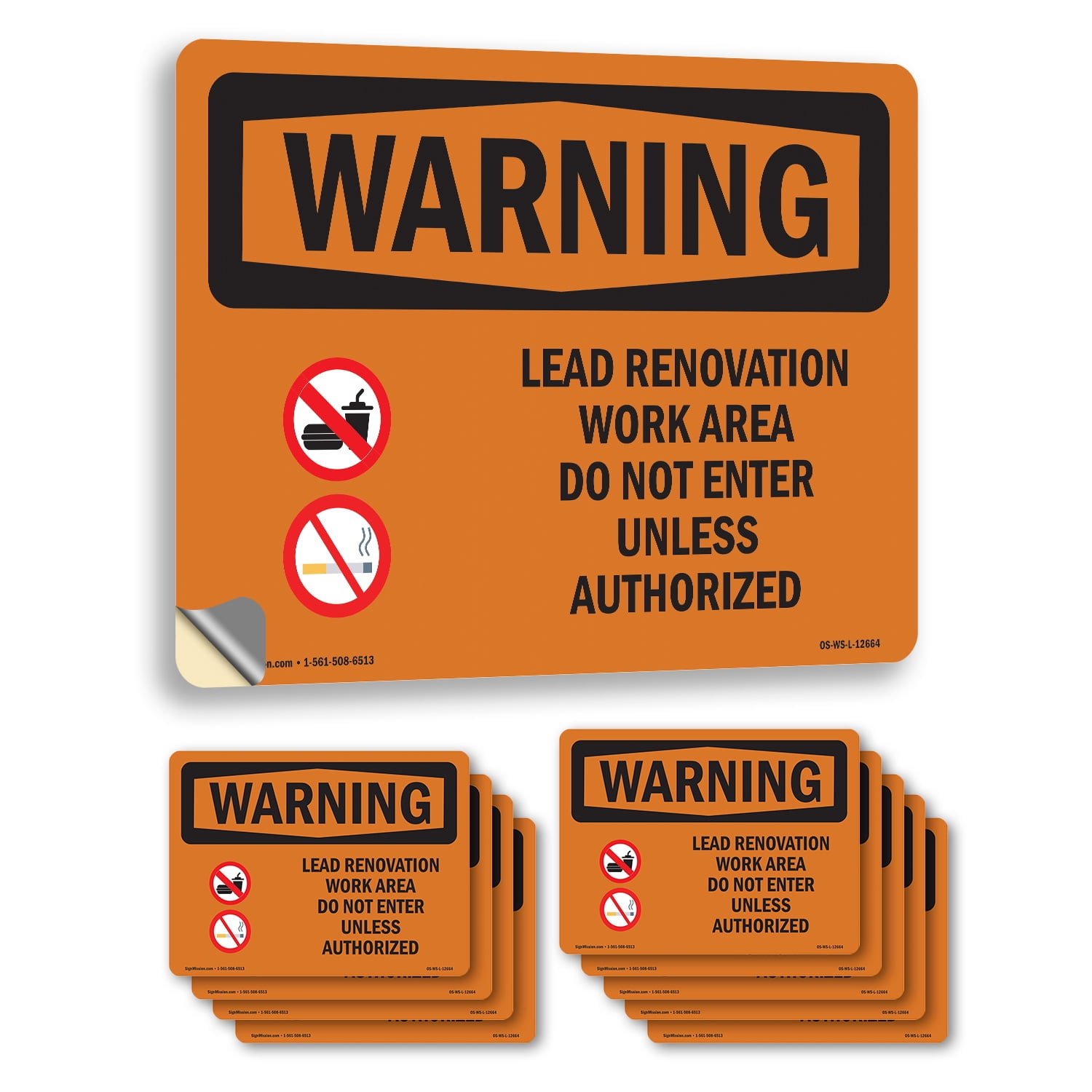 Lead Renovation Work With Symbol OSHA WARNING Vinyl Decal Label 24 Inch ...