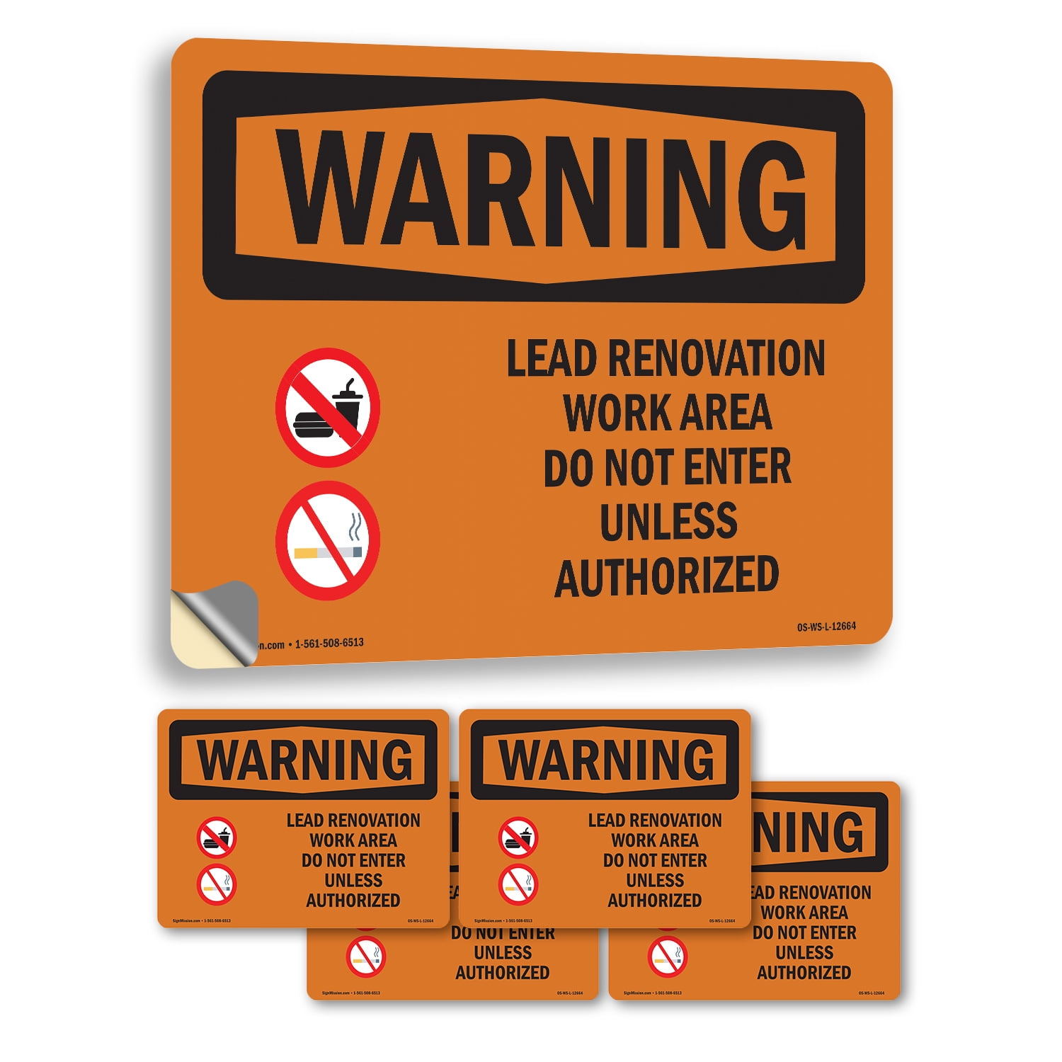 Lead Renovation Work With Symbol OSHA WARNING Vinyl Decal Label 24 Inch ...