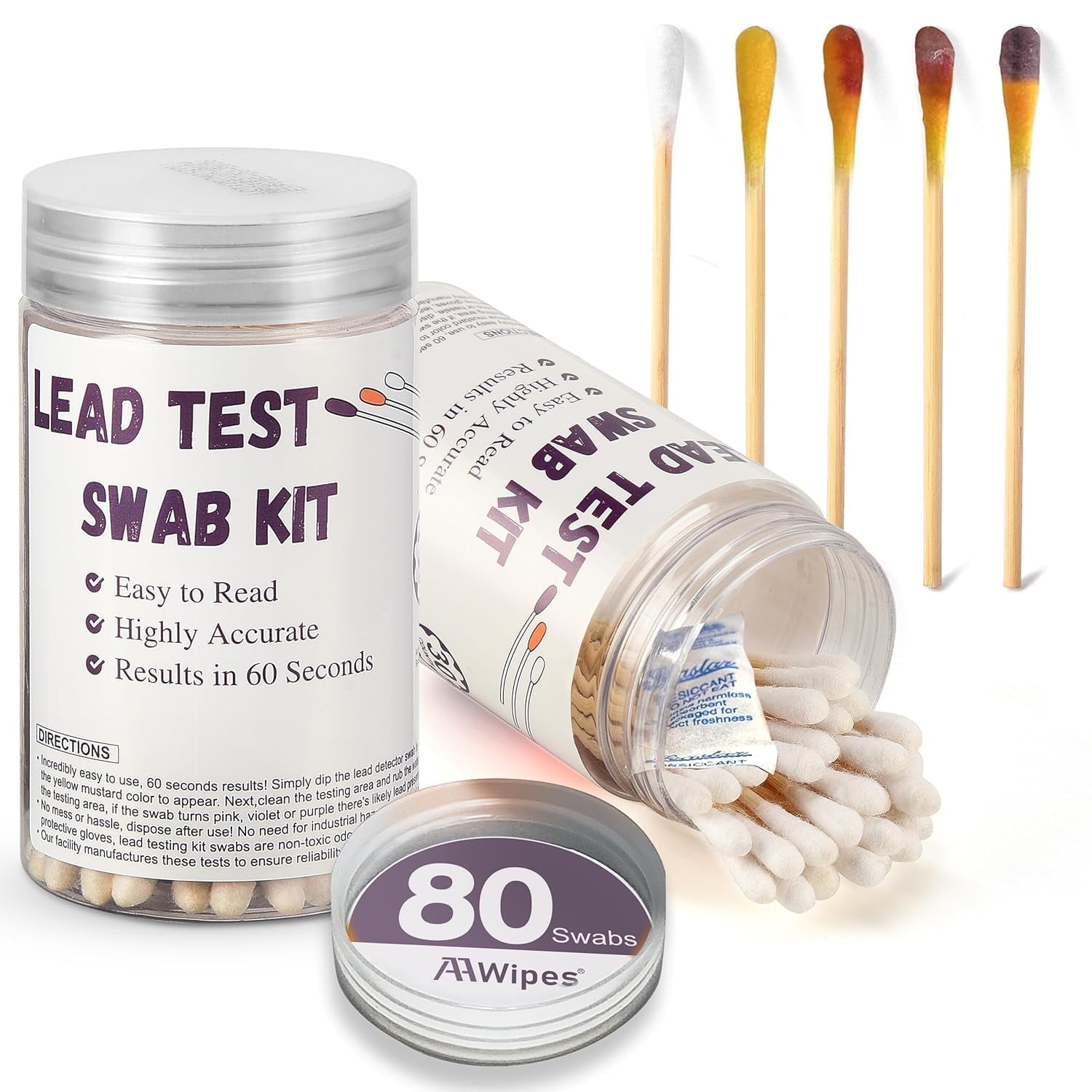 Lead Test Kit White Swabs Rapid Home Lead Paint Test Swabs for Dishes ...