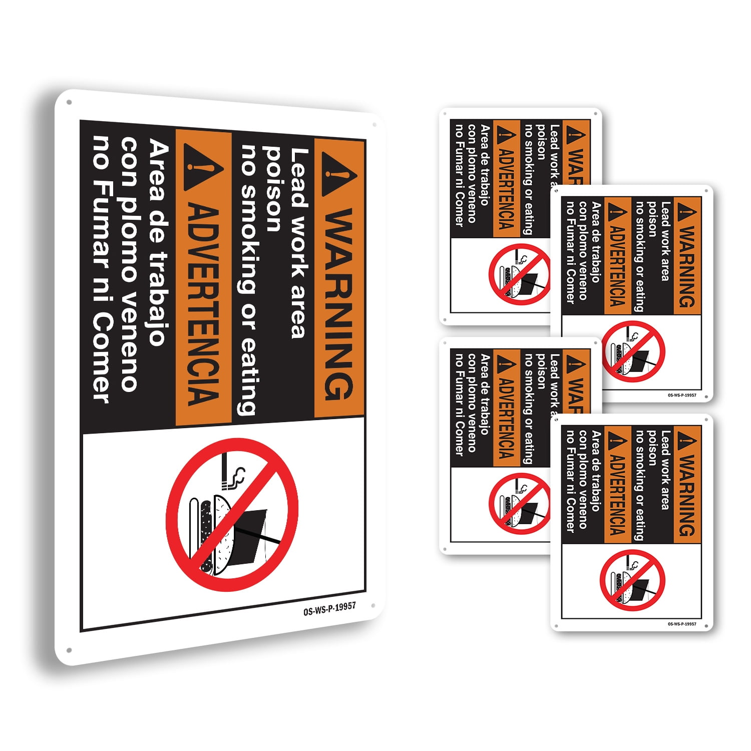 Lead Work Area Poison No Smoking Or Eating ANSI Warning Rigid Plastic ...