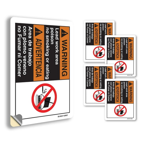 Lead Work Area Poison No Smoking Or Eating ANSI Warning Vinyl Decal ...