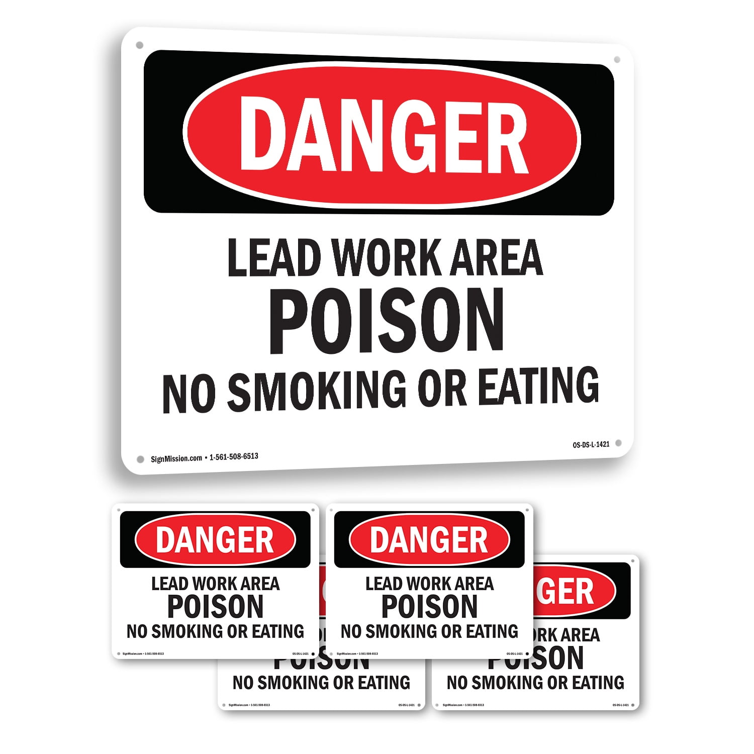 Lead Work Area Poison No Smoking Or Eating OSHA Danger Aluminum Sign 24 ...