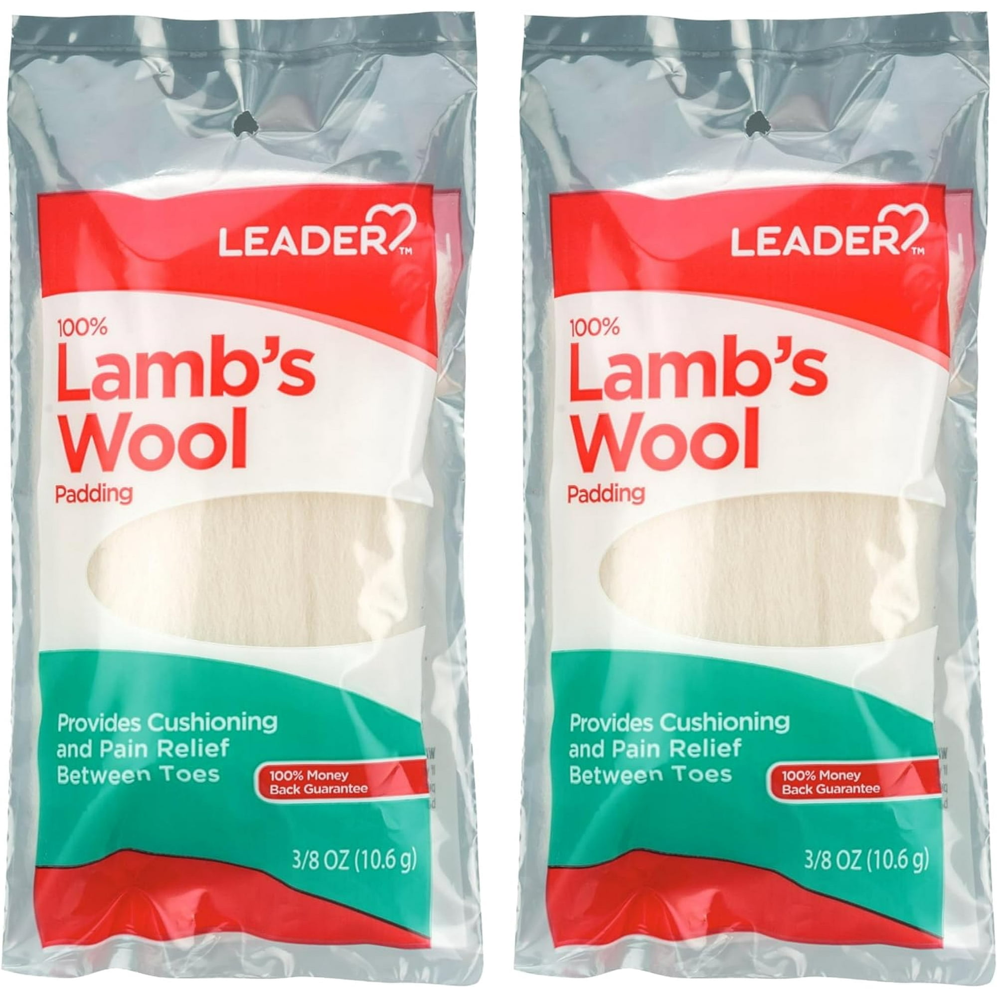 Leader 100% Lambs Wool Padding, 3/8 oz, 2-Pack Soft and Breathable ...