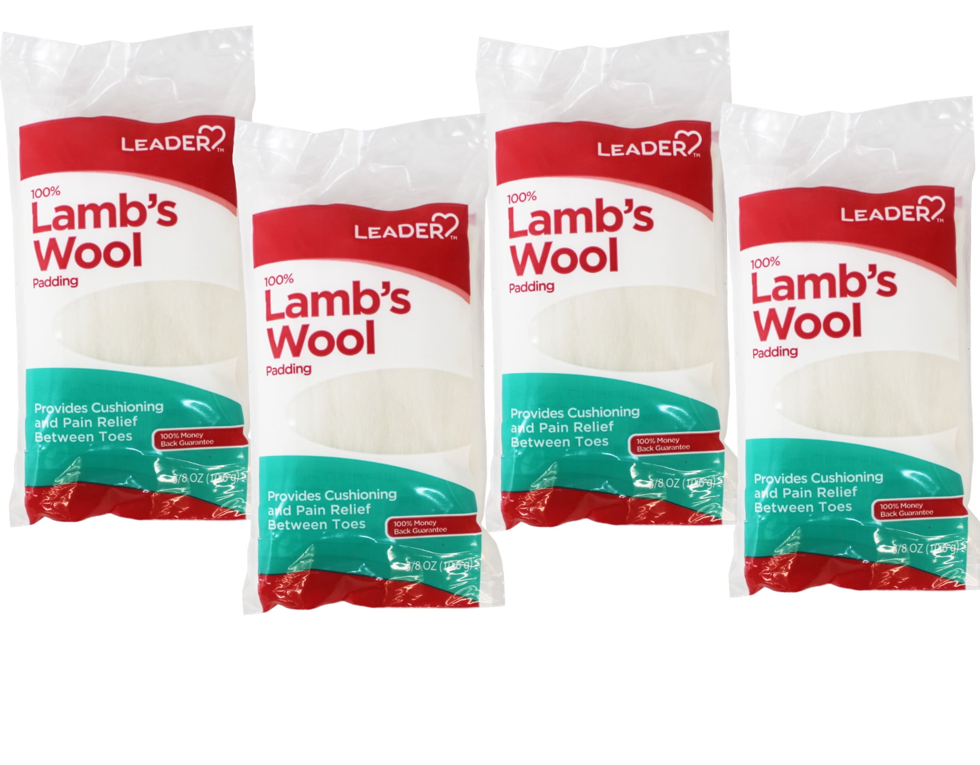 Leader 100% Lambs Wool Padding, 3/8 oz, 4 Pack - Cushioning & Pain ...