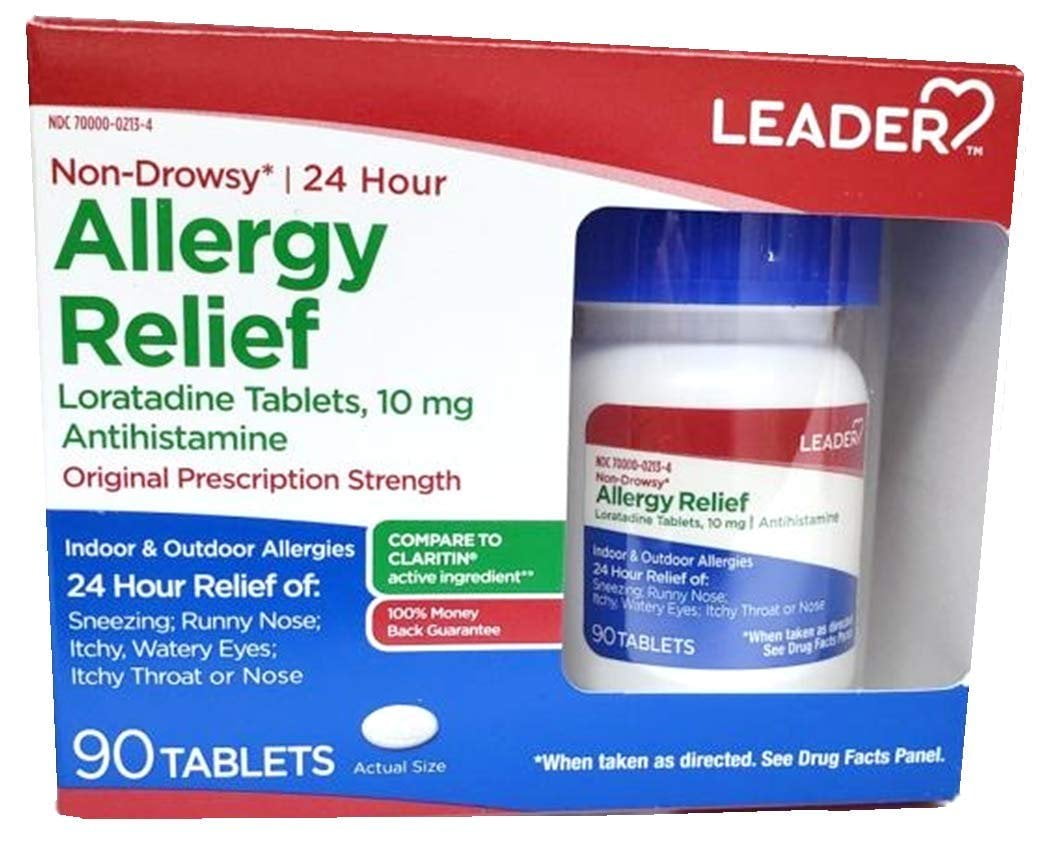 Leader 24 Hour Allergy Relief - Loratadine 10mg Non-Drowsy ...