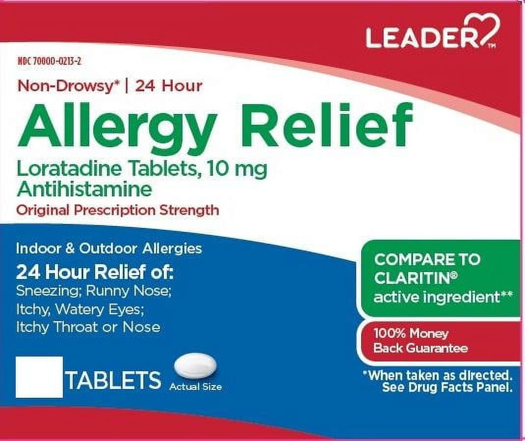 Leader 24hr Allergy Relief Tablets, 10mg, 70ct 096295130751A435 ...