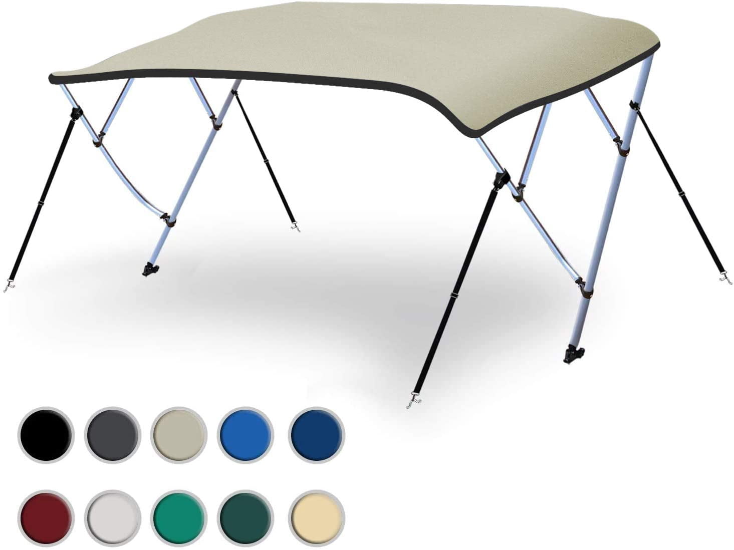 Leader Accessories Grey 3 Bow Bimini Boat Tops Includes Hardwares with ...