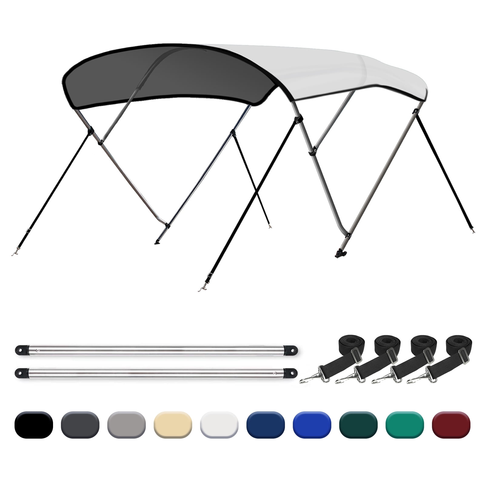 Leader Accessories Ultimate 3 Bow Bimini Top Boat Cover, Marine-Grade ...