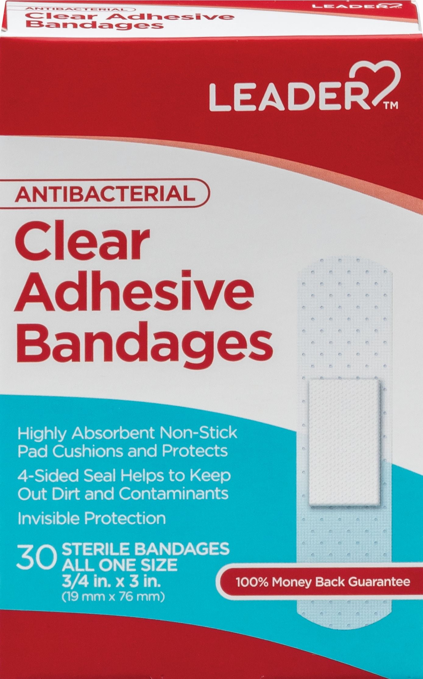 Leader Adhesive Bandages Clear One Size 30 Count per Pack. HSA/FSA ...