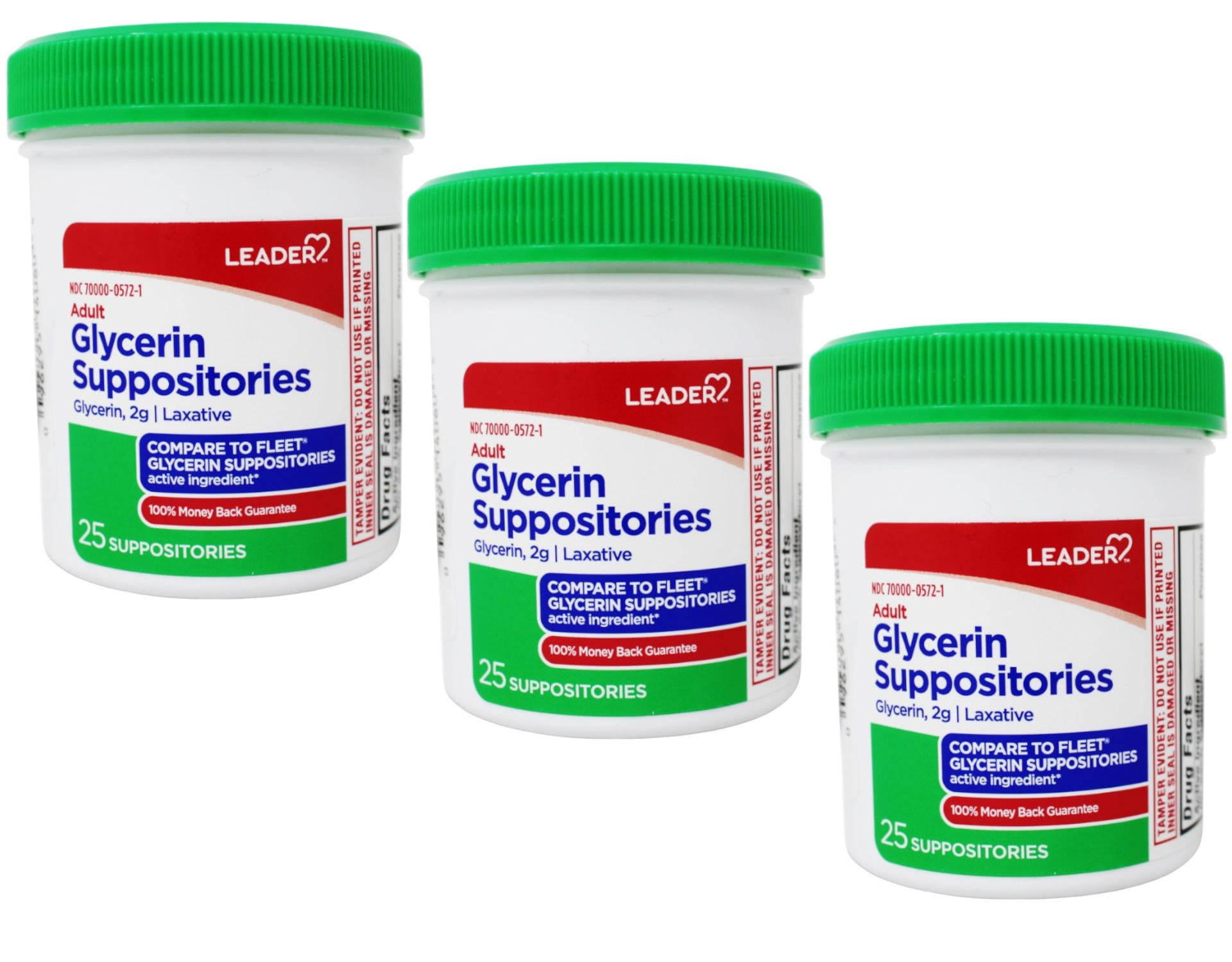Leader Adult Glycerin 2 mg Suppositories 25 Count - 3 Pack - Walmart.com