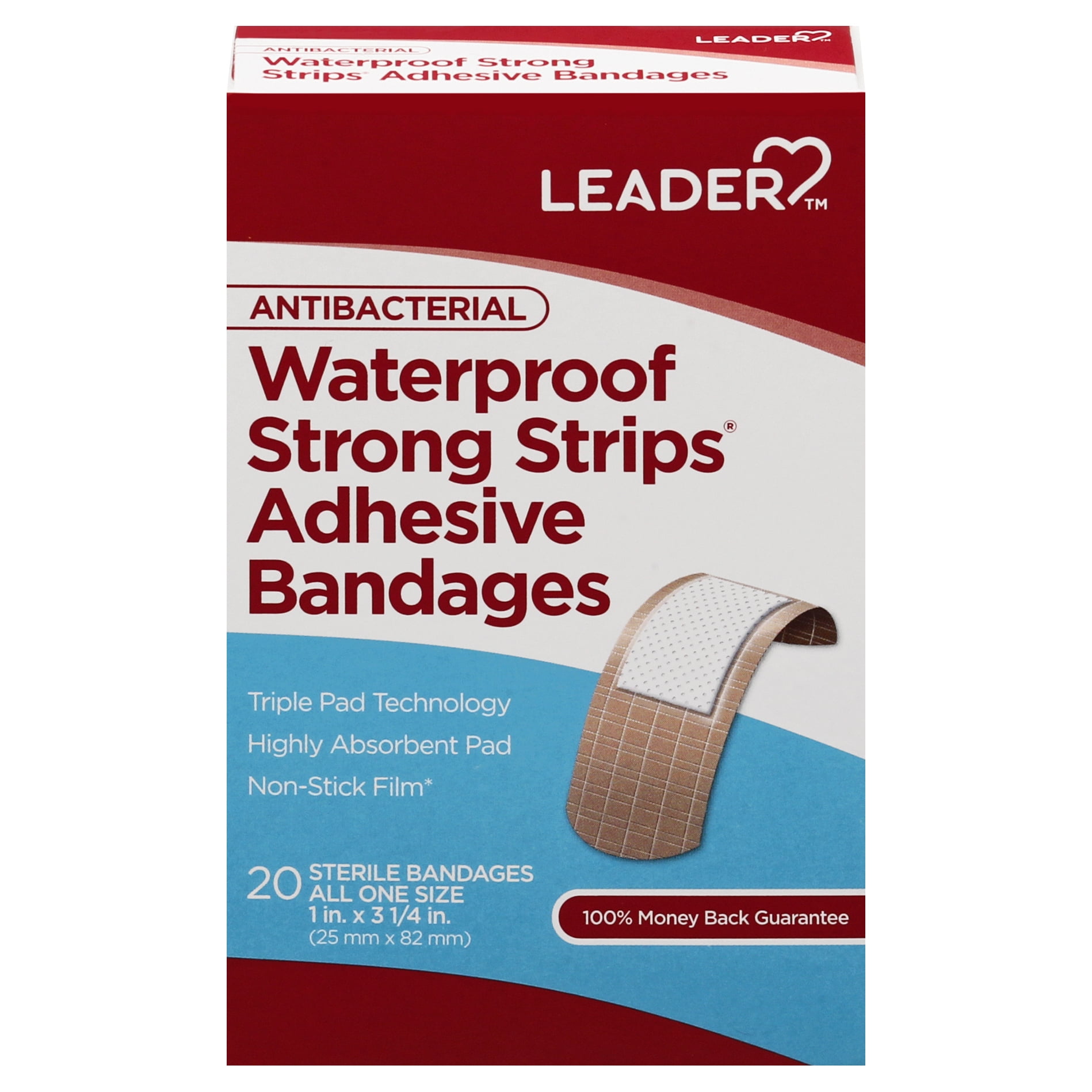 Leader Advance Antibacterial Waterproof Strong Strips Bandages, Durable ...