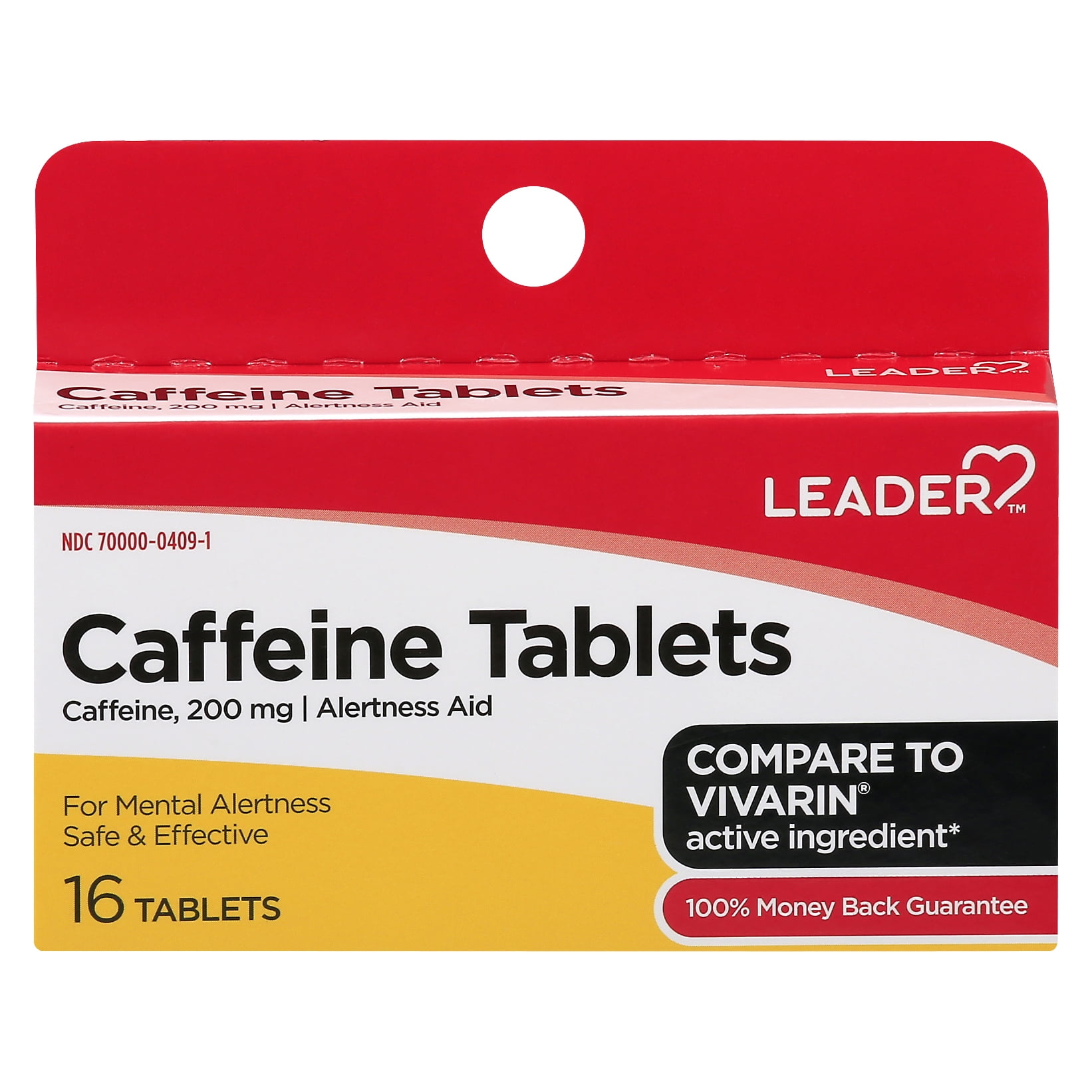 Leader Alertness Aid Caffeine 200mg Tablets, 16 Count Fast-Acting ...