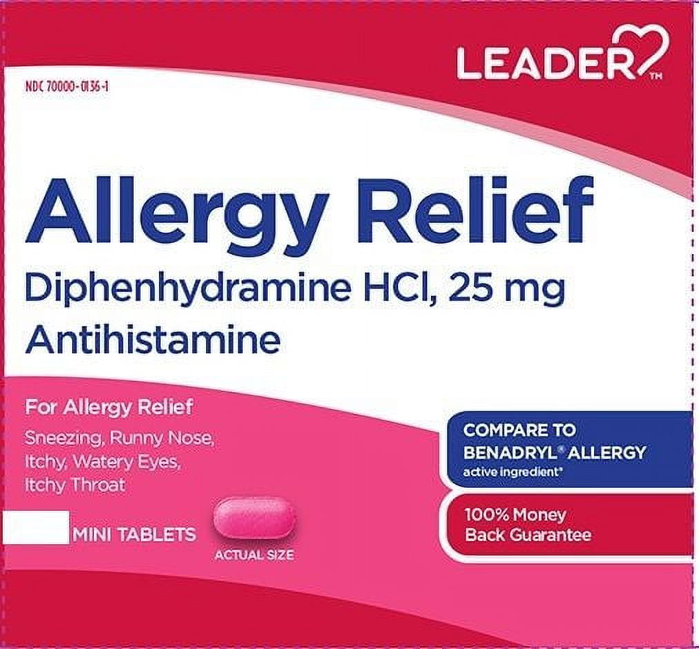 Leader Allergy Relief Mini Tablets, 25mg, 48ct - Walmart.com