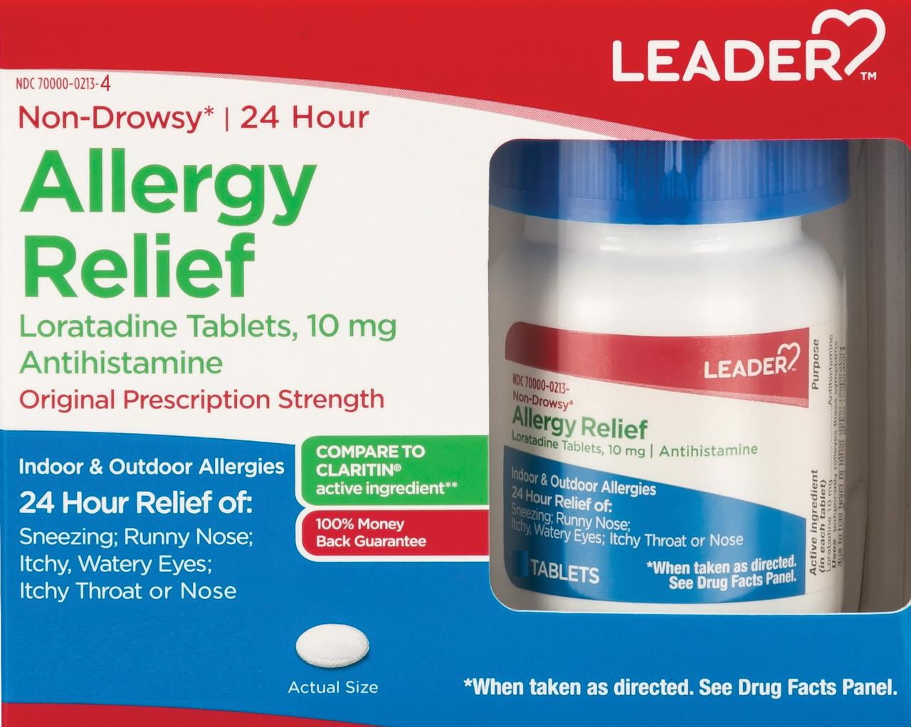 Leader Allergy Relief Tablets, Original Prescription Strength, 10 mg ...