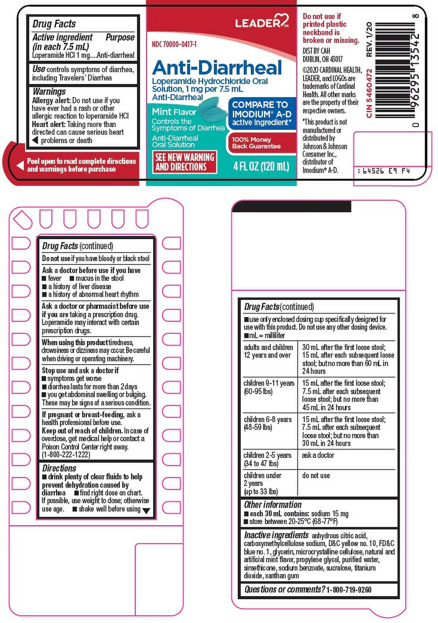 Leader Anti Diarrheal Loperamide Hydrochloride Oral Solution, Mint ...