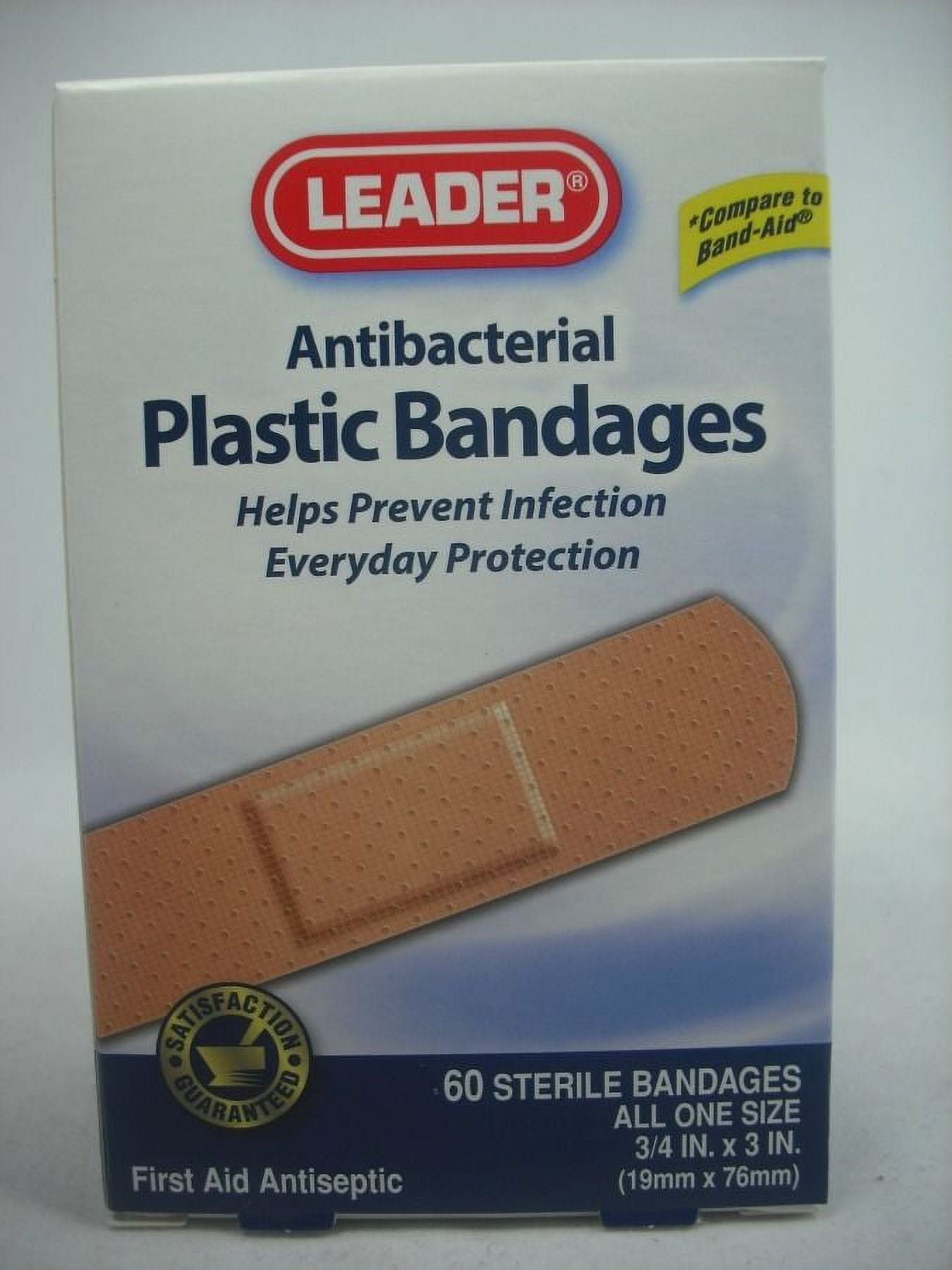 Leader Antibacterial Bandages, Plastic, 3/4inch, 60ct 096295123913A075 ...