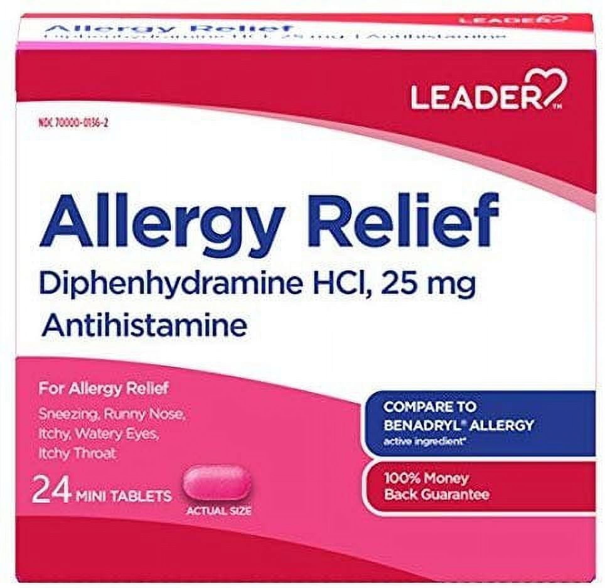 Leader Antihistamine Allergy Relief Diphenhydramine HCl, 25mg Mini ...