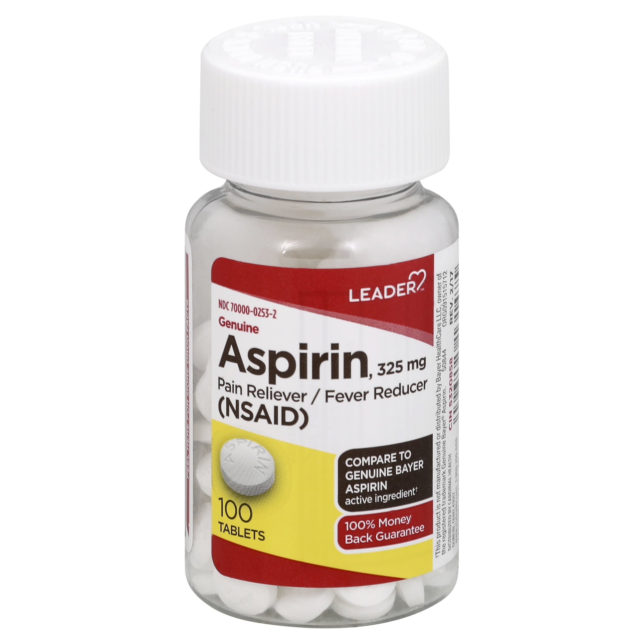 Leader Aspirin Tablets, 325mg, 100 Count – Pain Relief and Fever ...