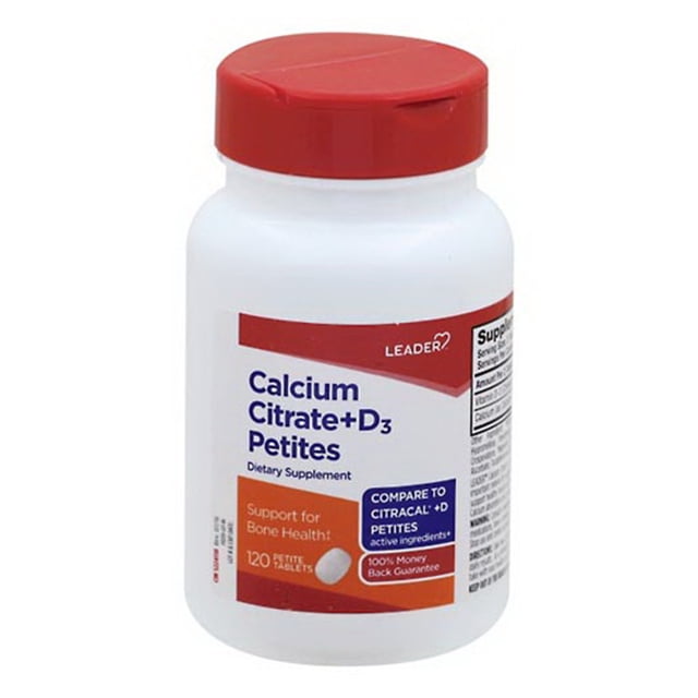 Leader Calcium Citrate + D3 Tablets, 120 Count - Supports Bone Health ...
