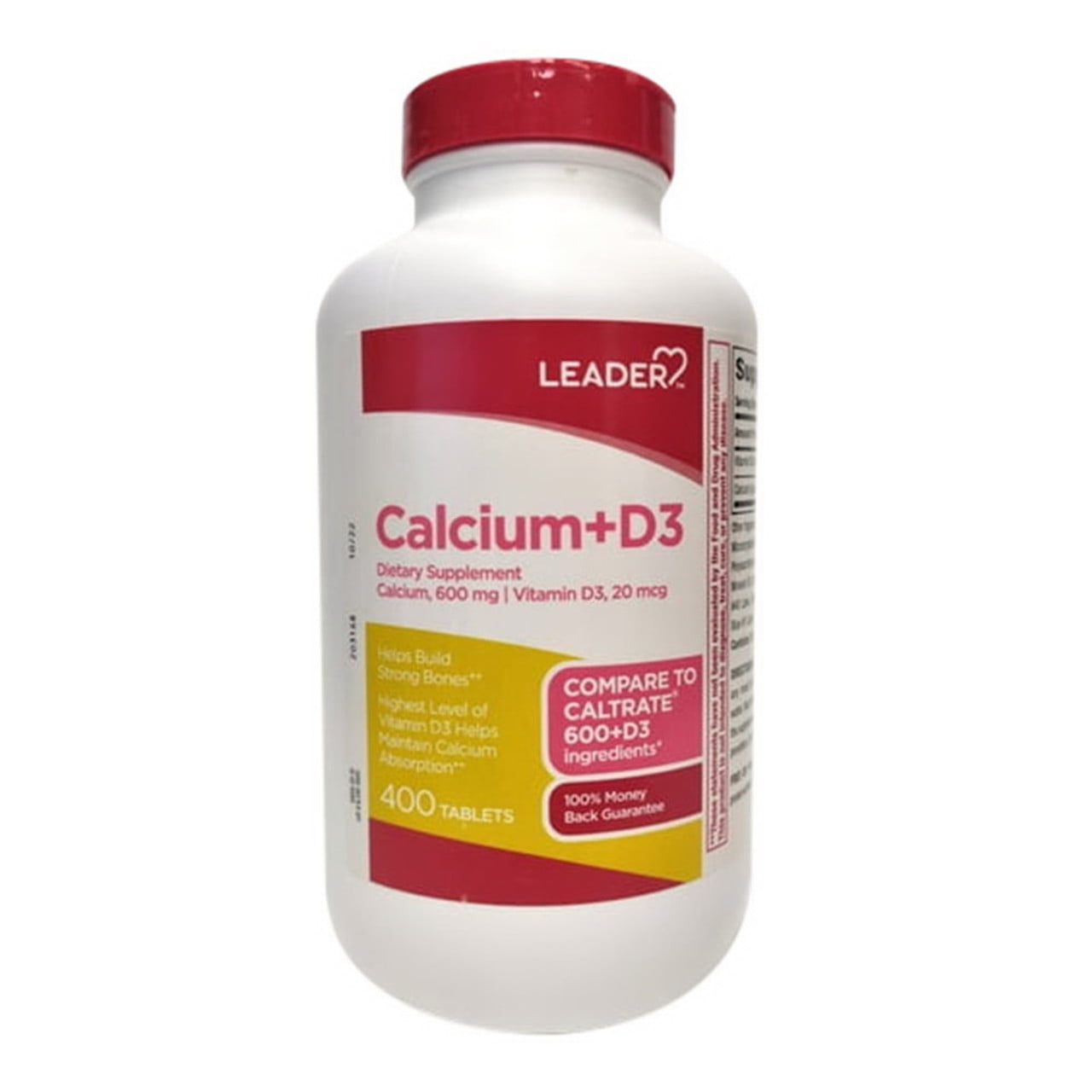 Leader Calcium Plus D3 Dietary Supplement Tablets, 400 Ea.. - Walmart.com