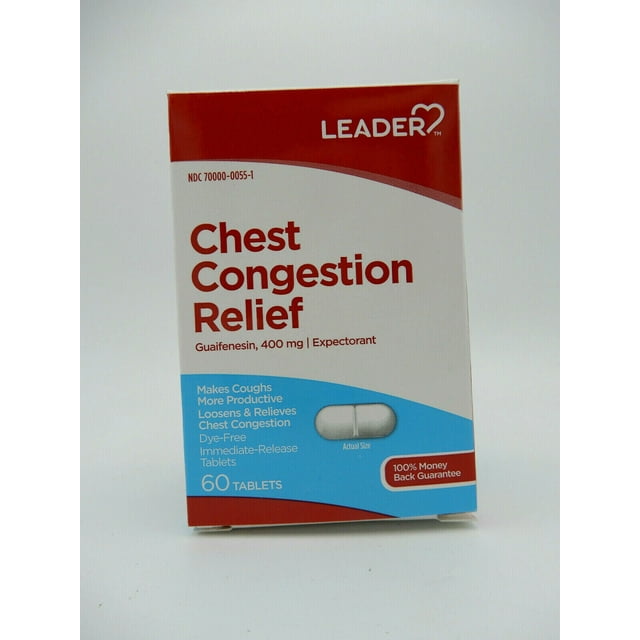 Leader Chest Congestion Relief, Immediate Release tablets, 60 Ea HSA ...