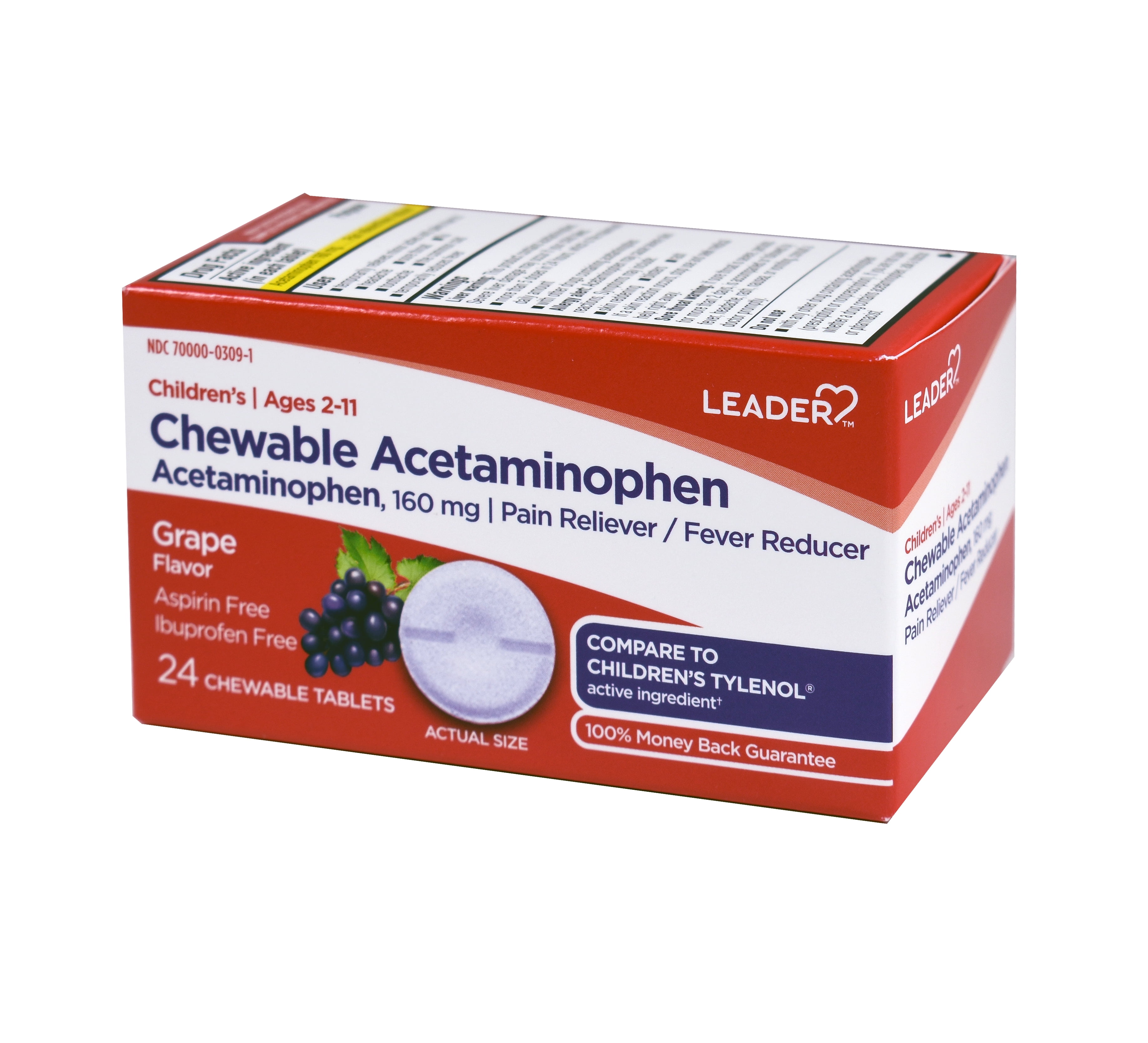 Leader Children's Acetaminophen Chewables, for Pain and Fever Relief ...
