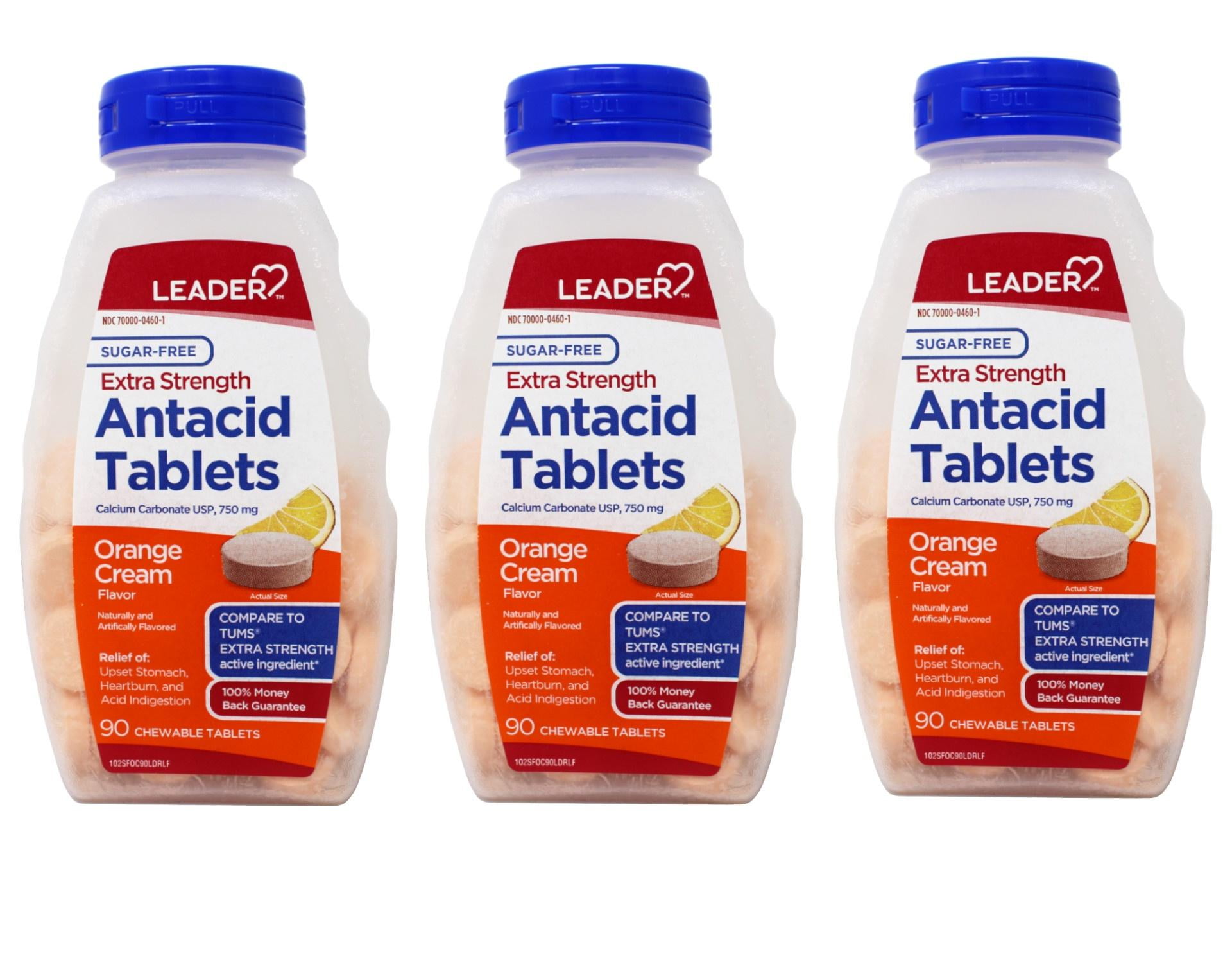Leader Extra Strength Antacid 750 mg Chewable Tablets Orange Cream ...