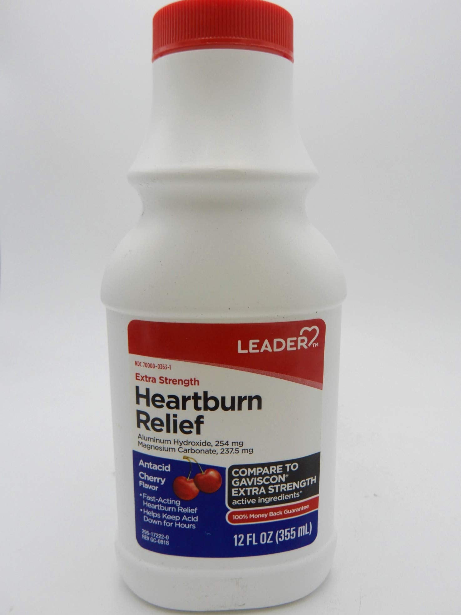 Leader Extra Strength Heartburn Relief Antacid, Cherry Flavor, 12 fl oz ...